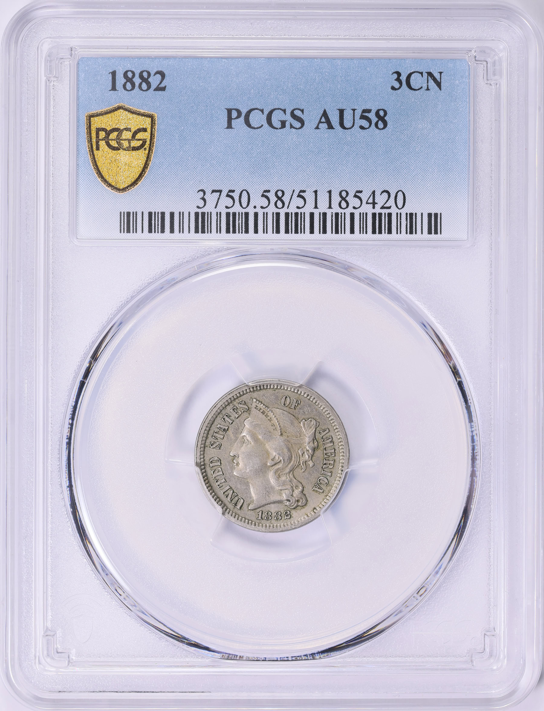 1882 Nickel Three-Cent Piece PCGS AU-58 (Item 1919430 ...