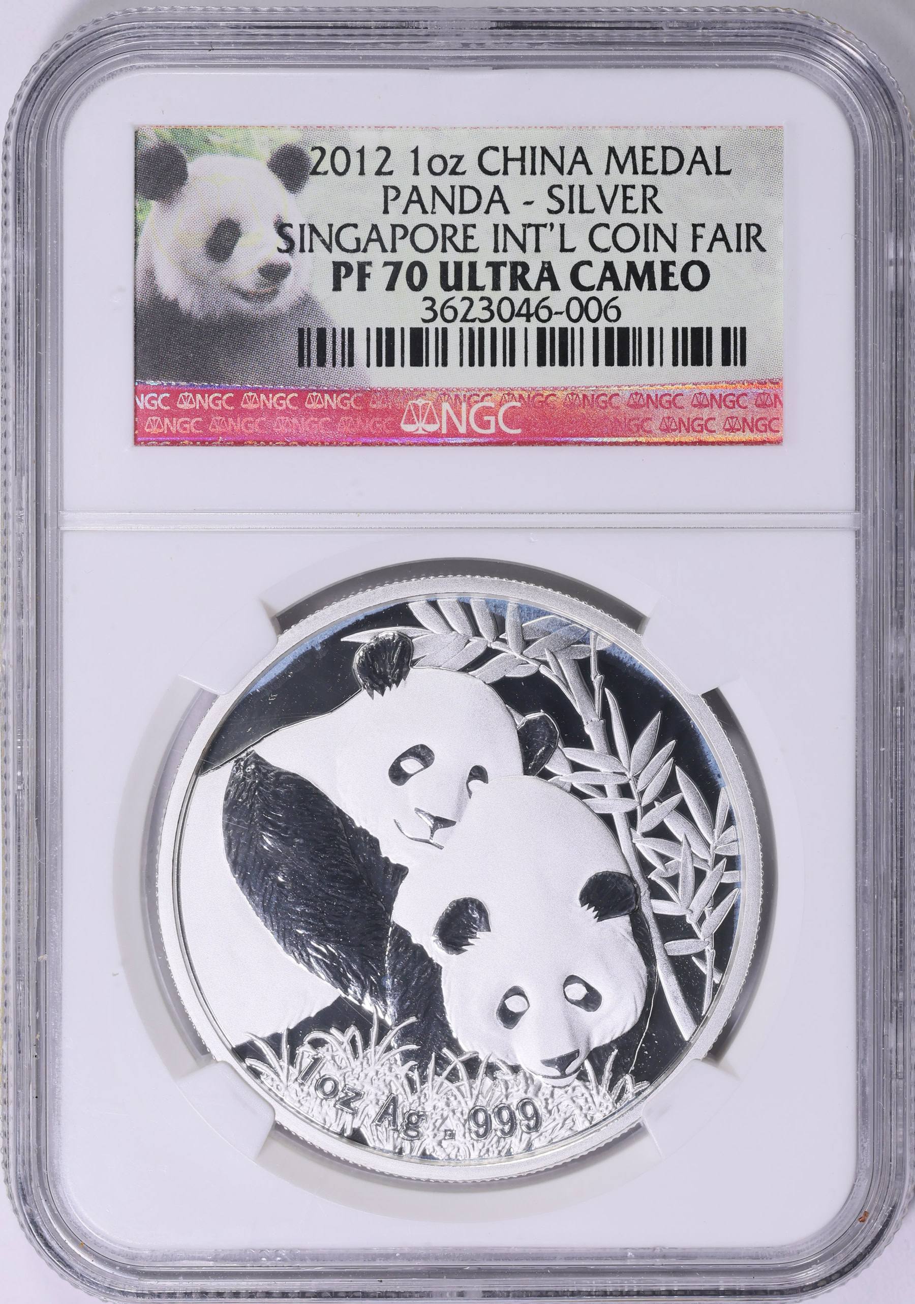 China 2012 Silver 1oz Singapore International Coin Fair Panda Medal NGC ...