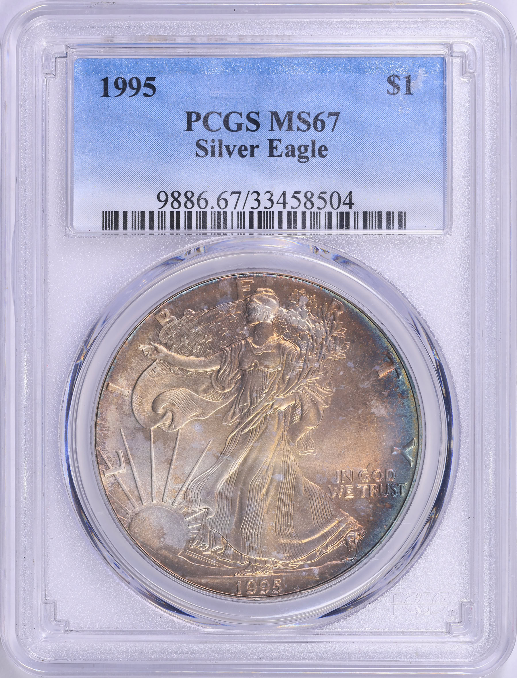1995 $1 Silver Eagle PCGS MS-67 (Toned) (Item 1919830 ...