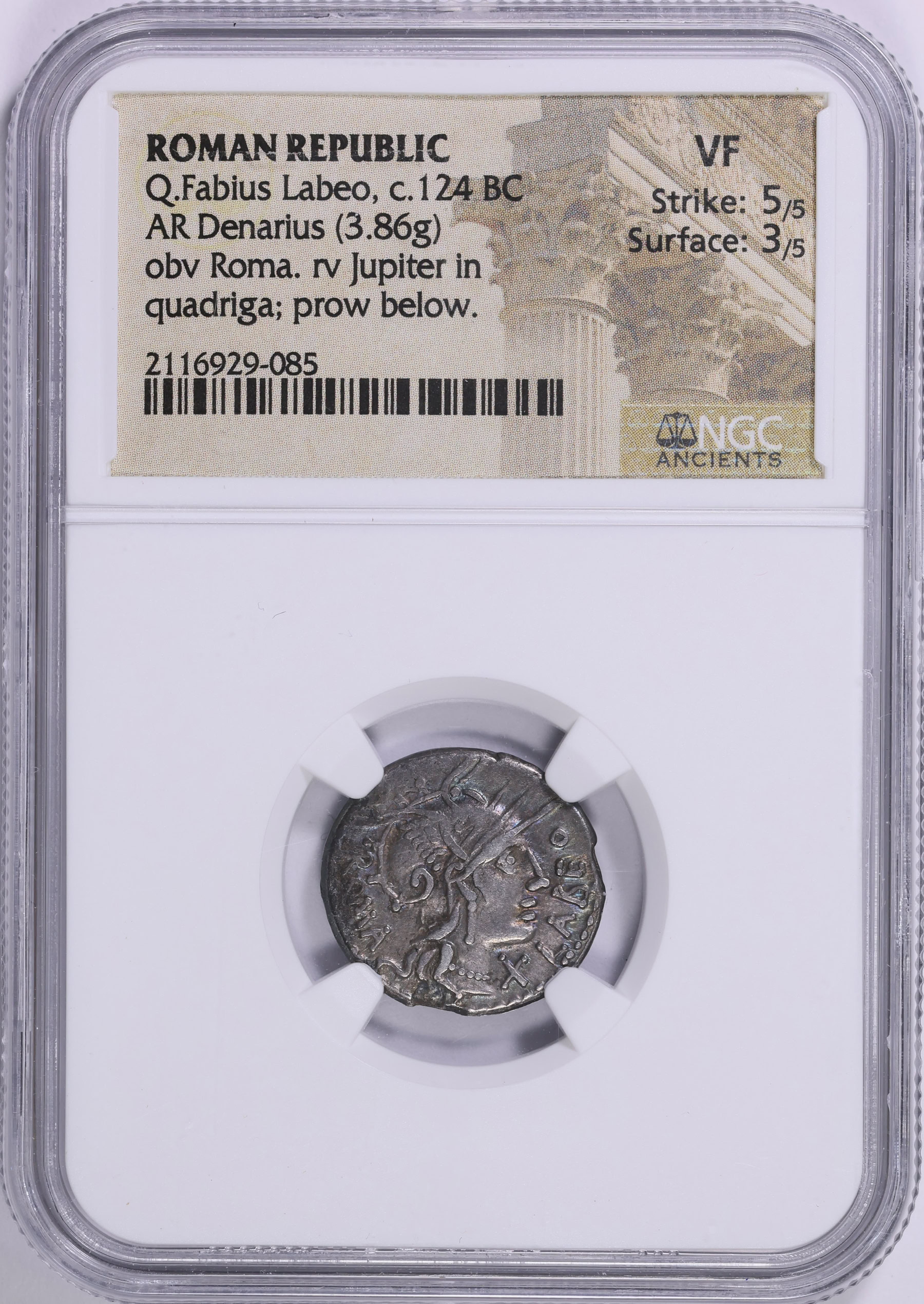 Ancient Roman Republic, Q. Fabius Labeo Moneyer c.124 B.C. AR Denarius ...