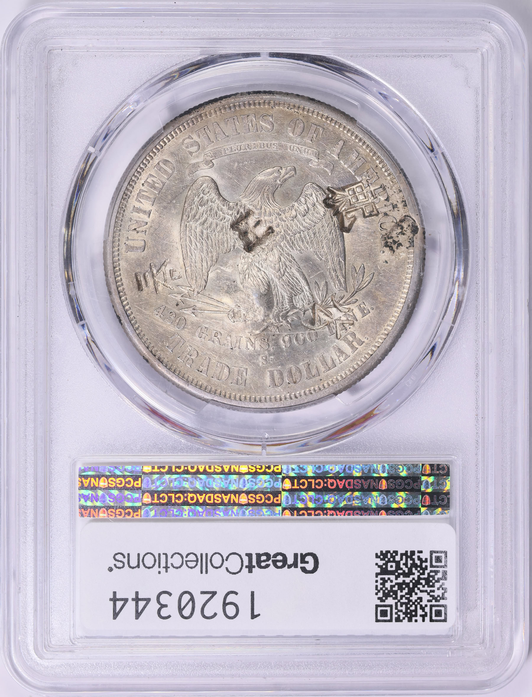 1875-S/CC Trade Silver Dollar Chop Mark PCGS AU-58 (Rian's Bequest ...