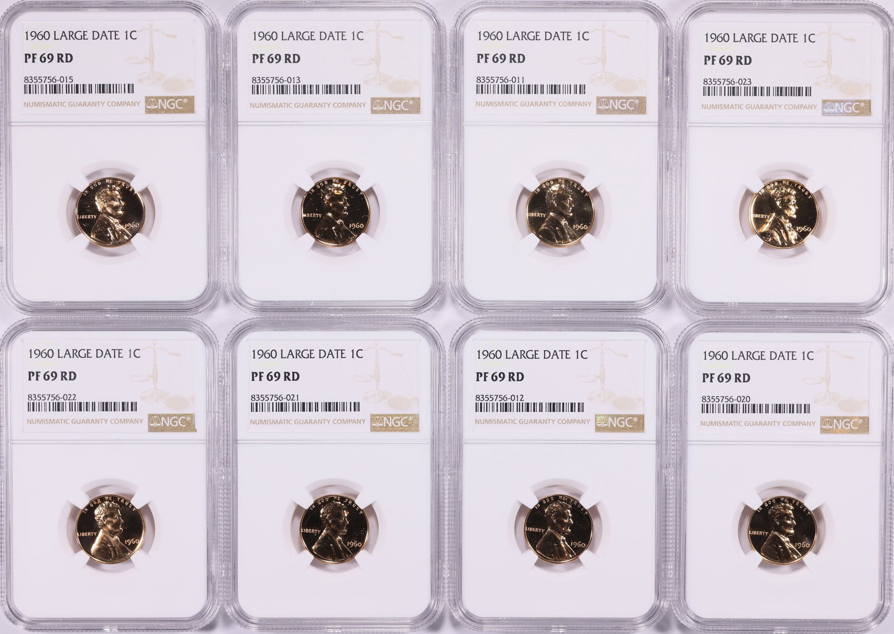 1960 Lincoln Cent Large Date NGC Proof-69 RD (8 Coins) (Item 1920711 ...