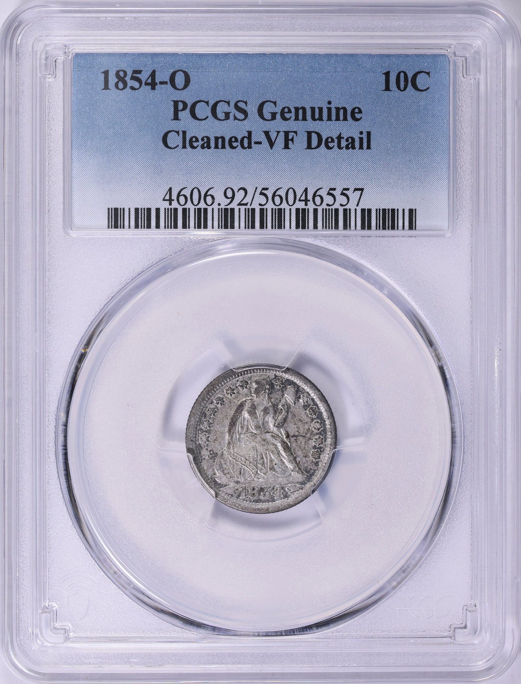 1854-O Seated Liberty Dime Arrows PCGS Genuine VF Details (Item 1921141 ...