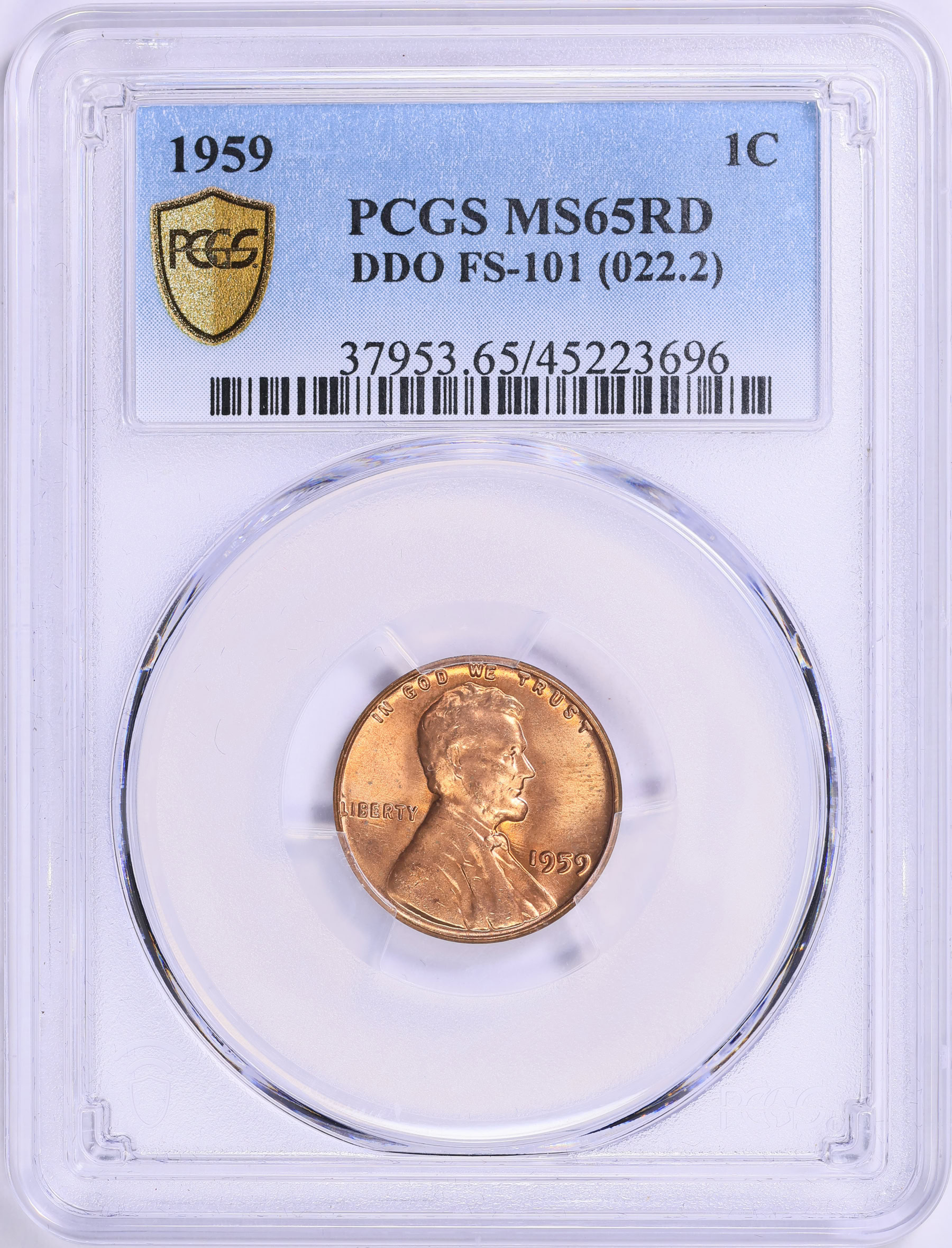 1959 Lincoln Cent Doubled Die Obverse FS-101 (022.2) PCGS MS-65 RD ...