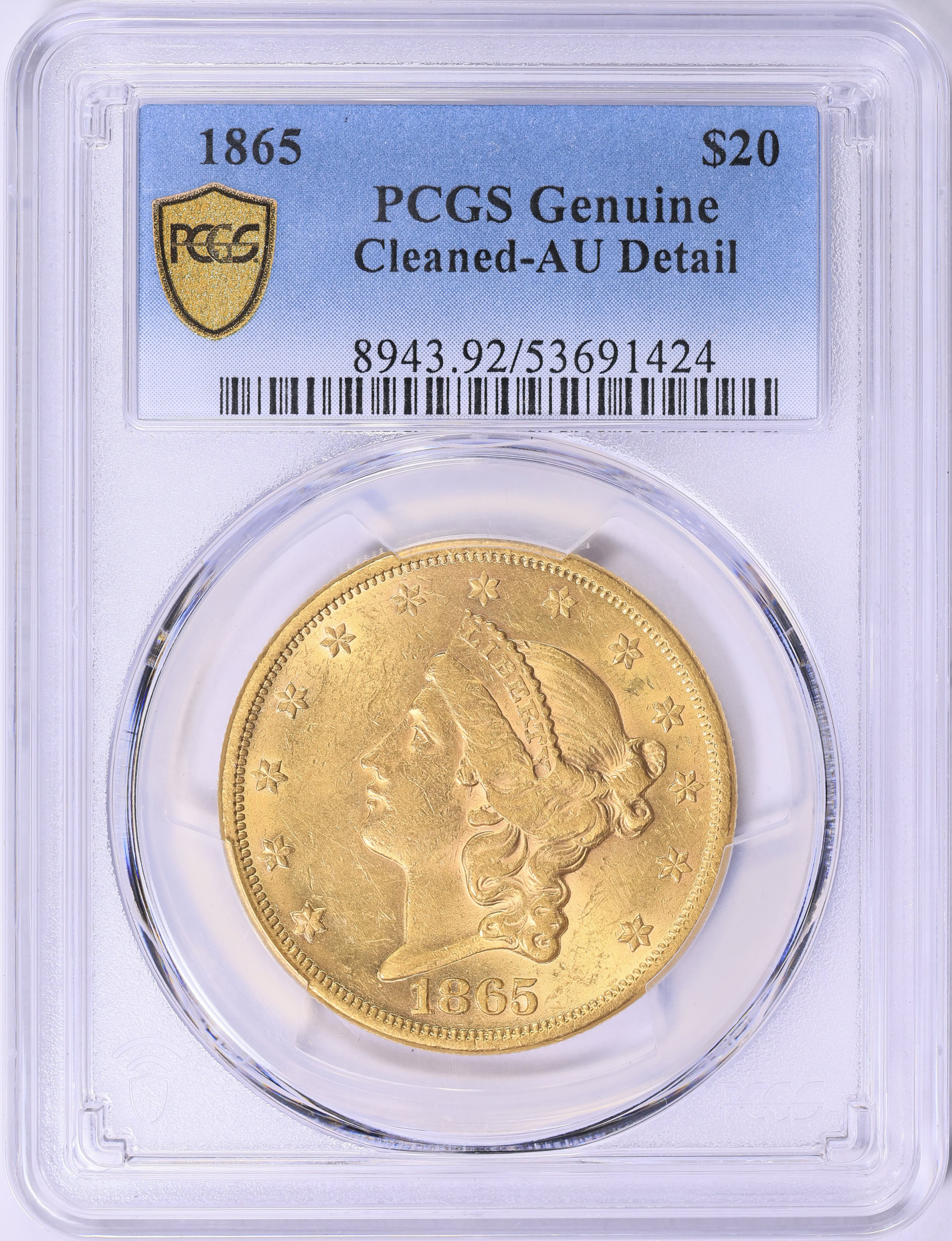 1865 Liberty Gold Double Eagle PCGS Genuine AU Details (Item 1921678 ...