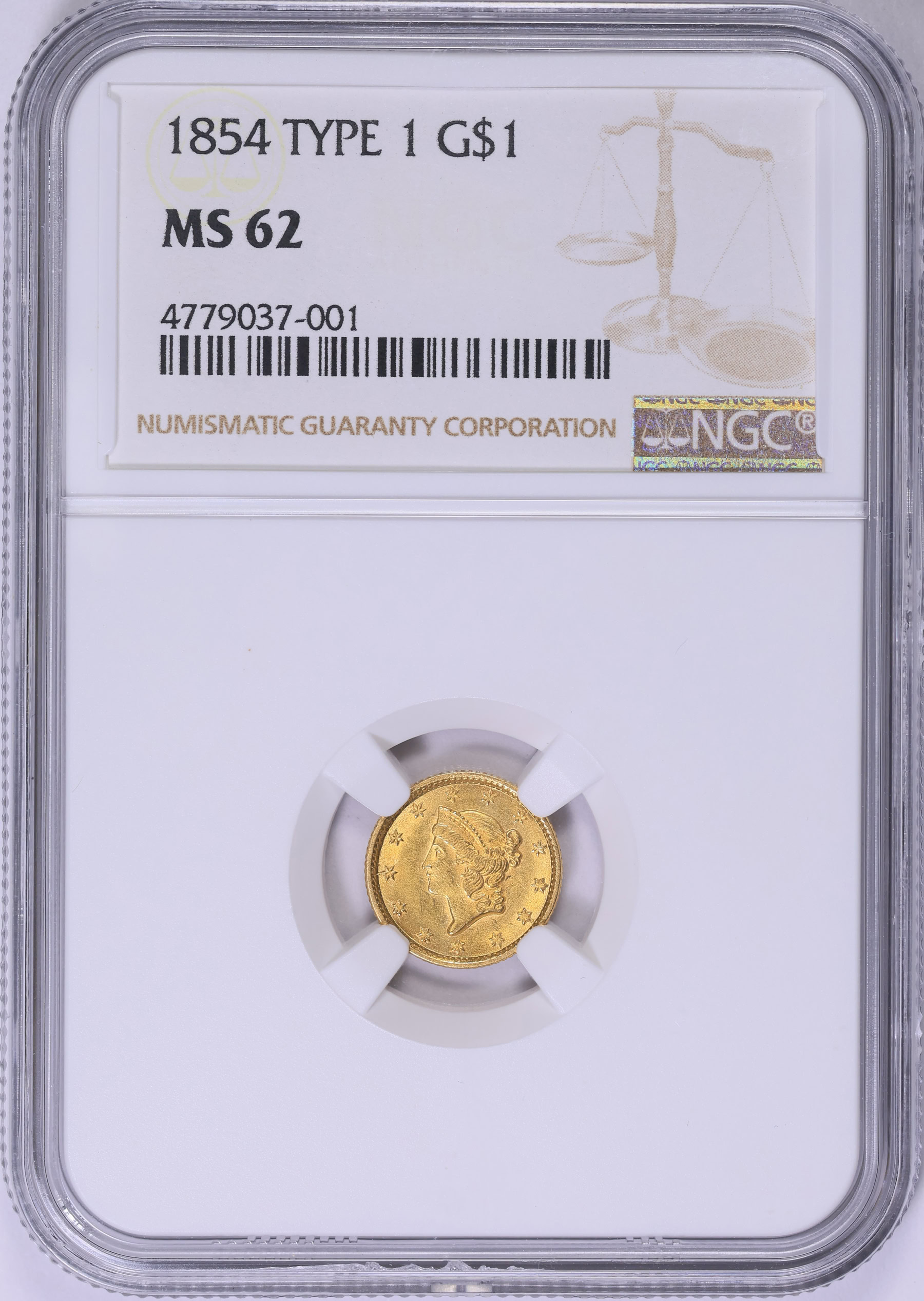 1854 Liberty Gold Dollar Type 1 NGC MS-62 (Item 1921743 ...