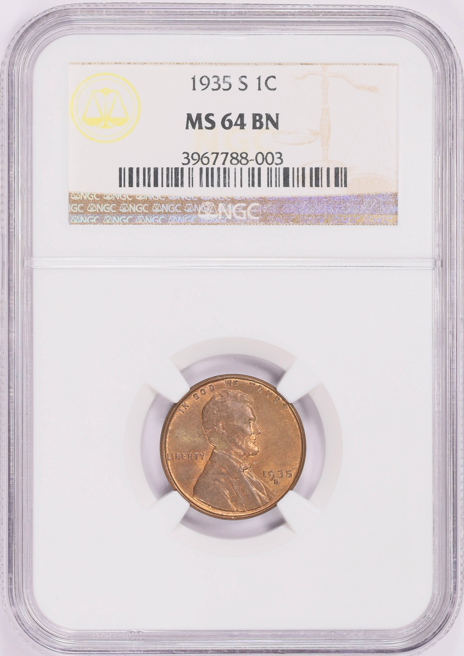 1935-S Lincoln Cent NGC MS-64 BN (Item 1921938) | GreatCollections Coin ...