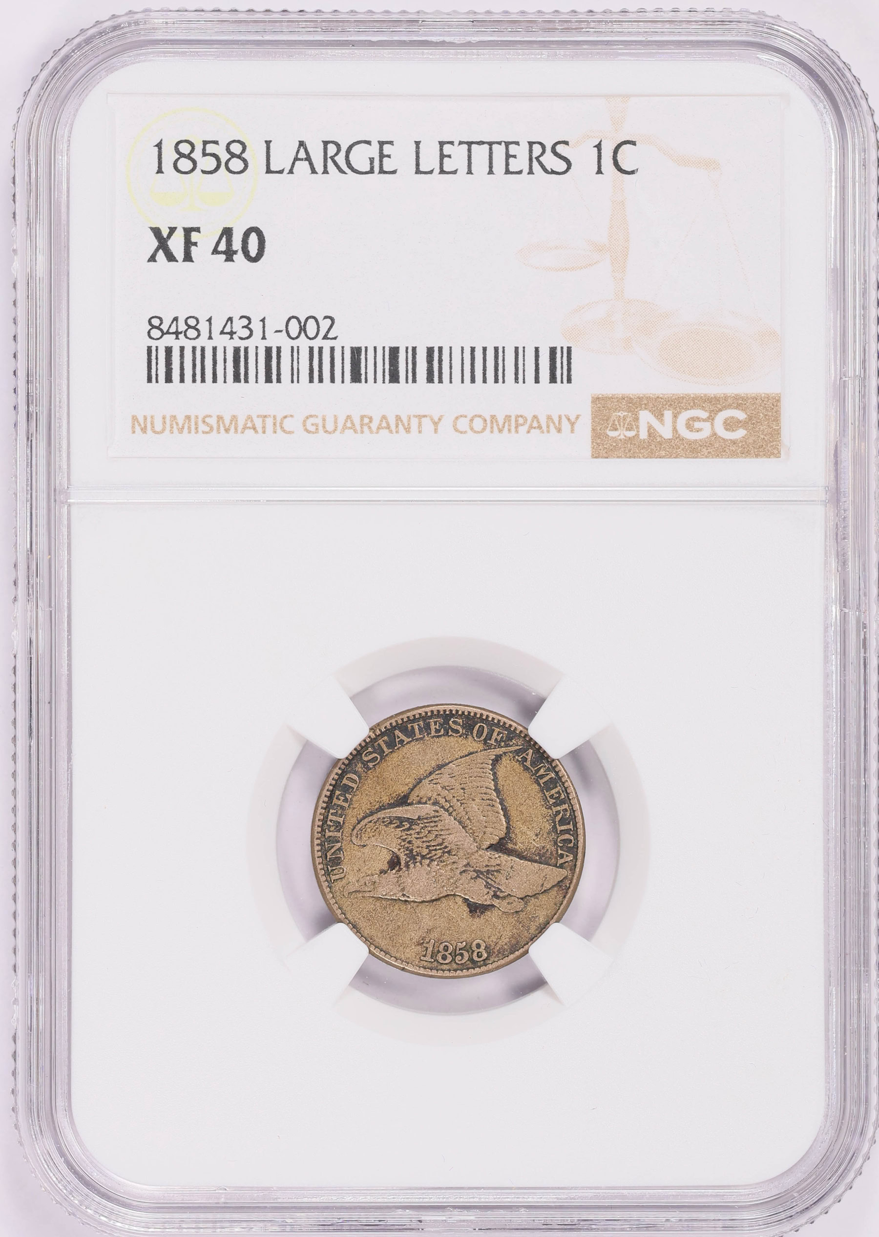 1858 Flying Eagle Cent Large Letters NGC XF-40 (Item 1921946 ...