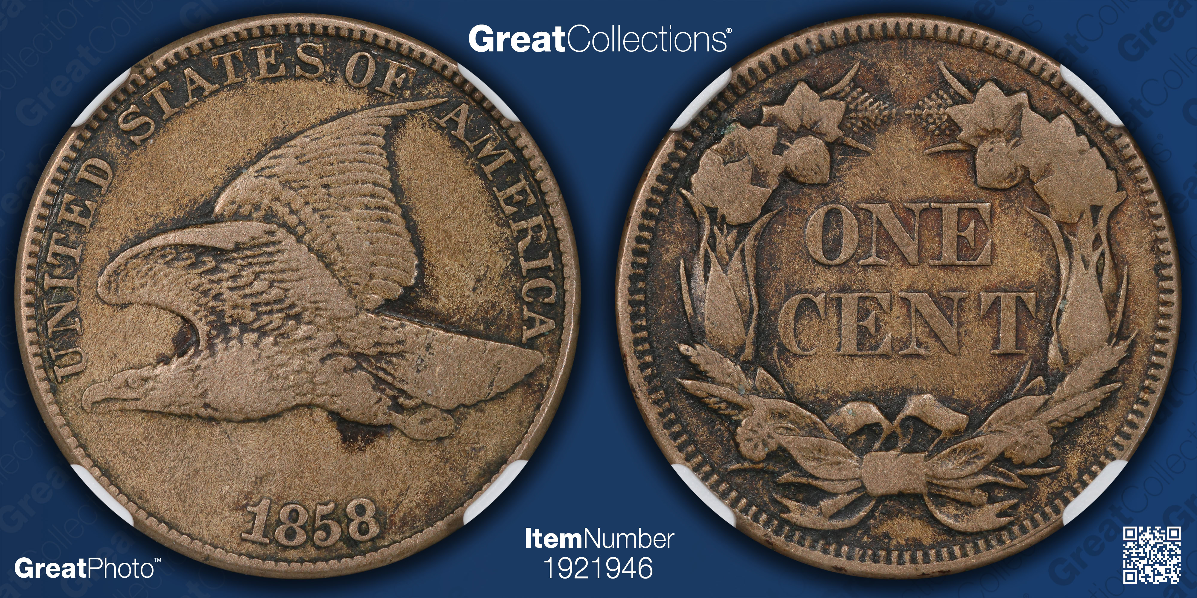 1858 Flying Eagle Cent Large Letters NGC XF-40 (Item 1921946 ...