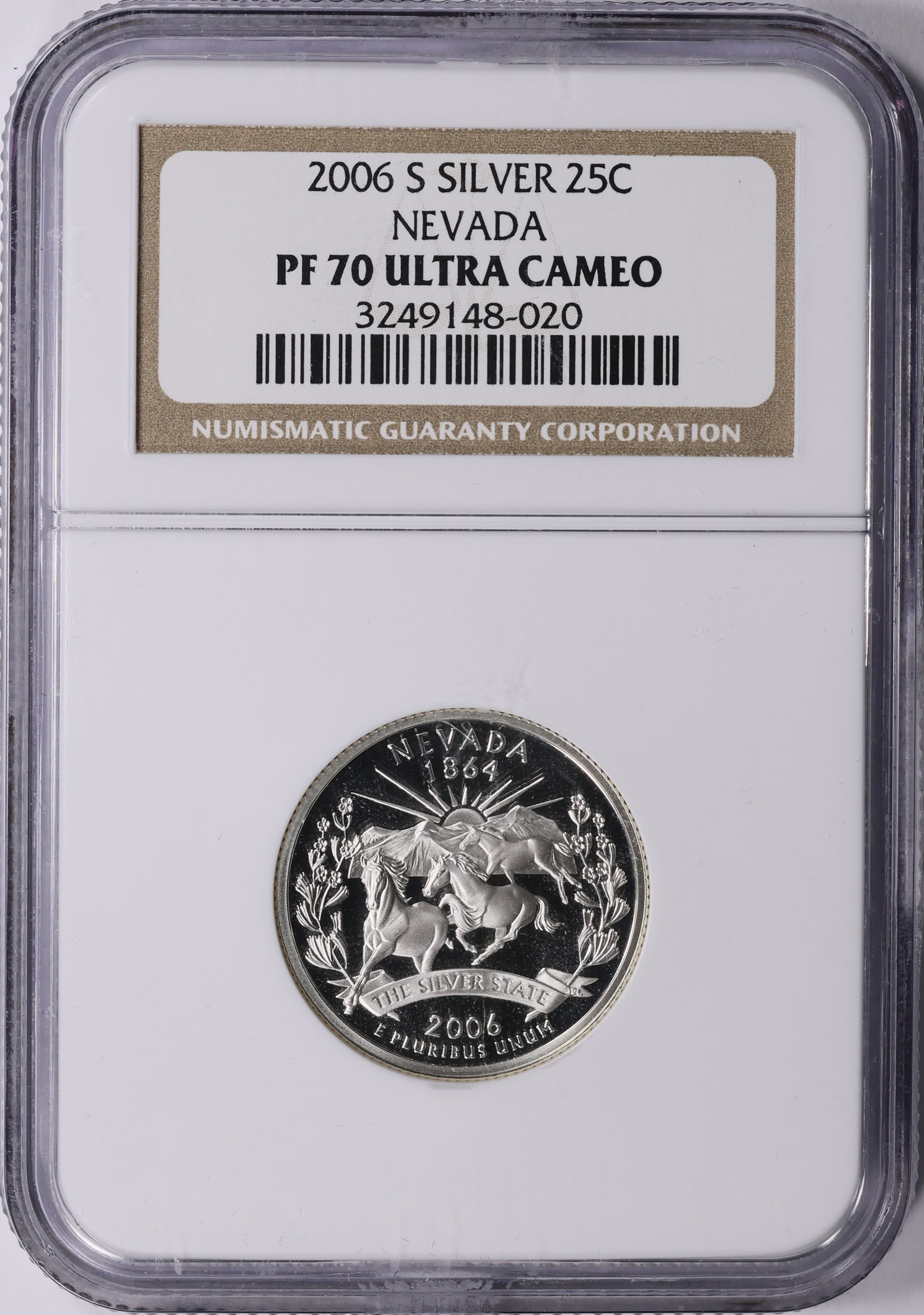 2006-S State Quarter Nevada Silver NGC Proof-70 UC (Item 1921959 ...