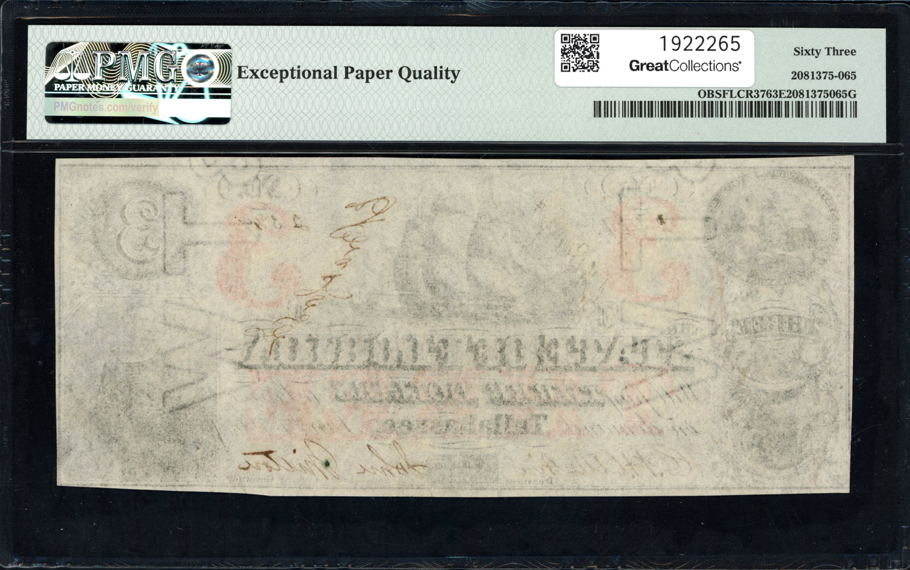 1864 Tallahassee, Florida State of Florida $3 Note PMG Choice ...