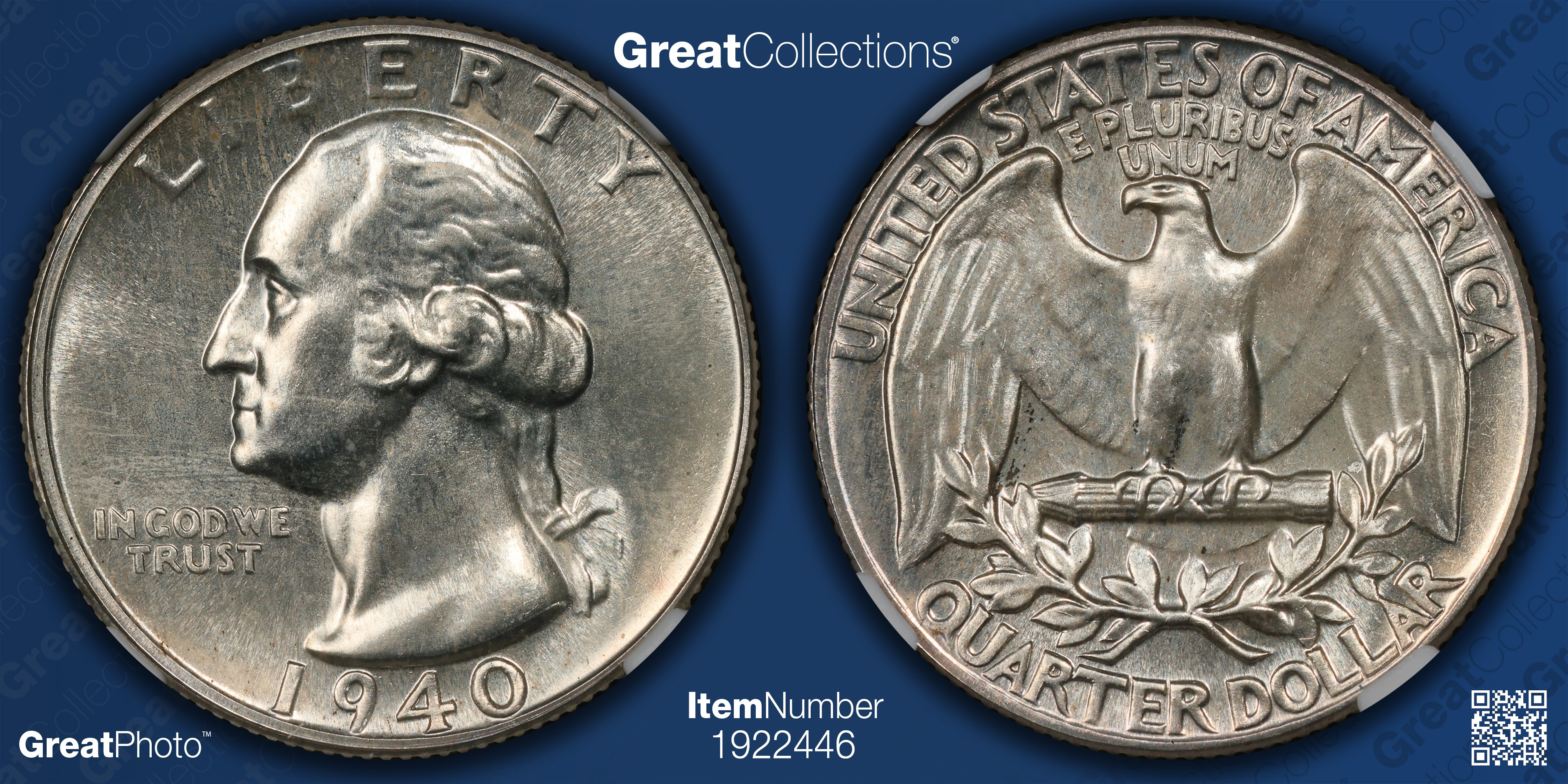 1940 Washington Quarter NGC Proof-65 (Item 1922446) | GreatCollections ...