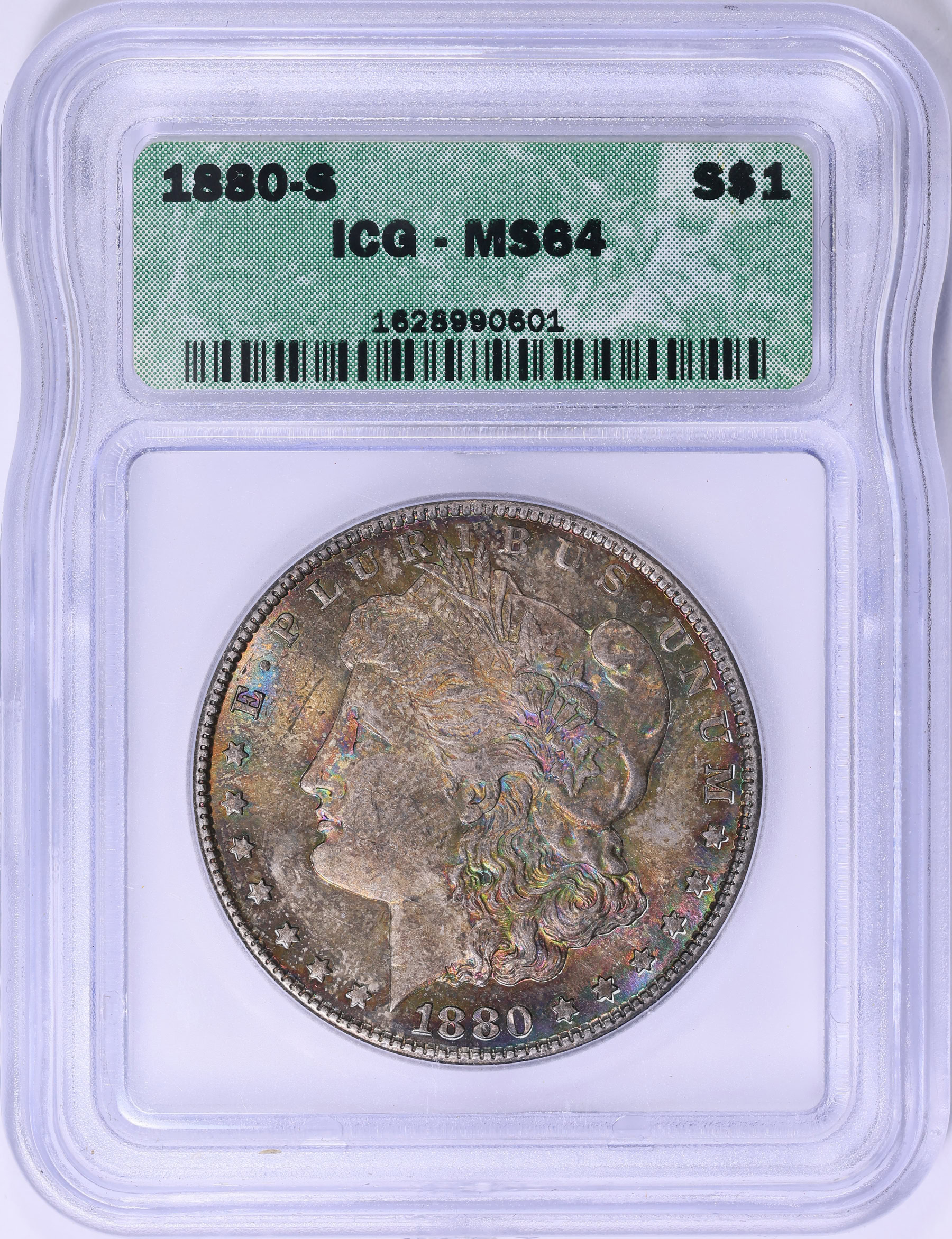 1880-S Morgan Silver Dollar ICG MS-64 (Toned) (Item 1922517) | GreatCollections Coin Auctions
