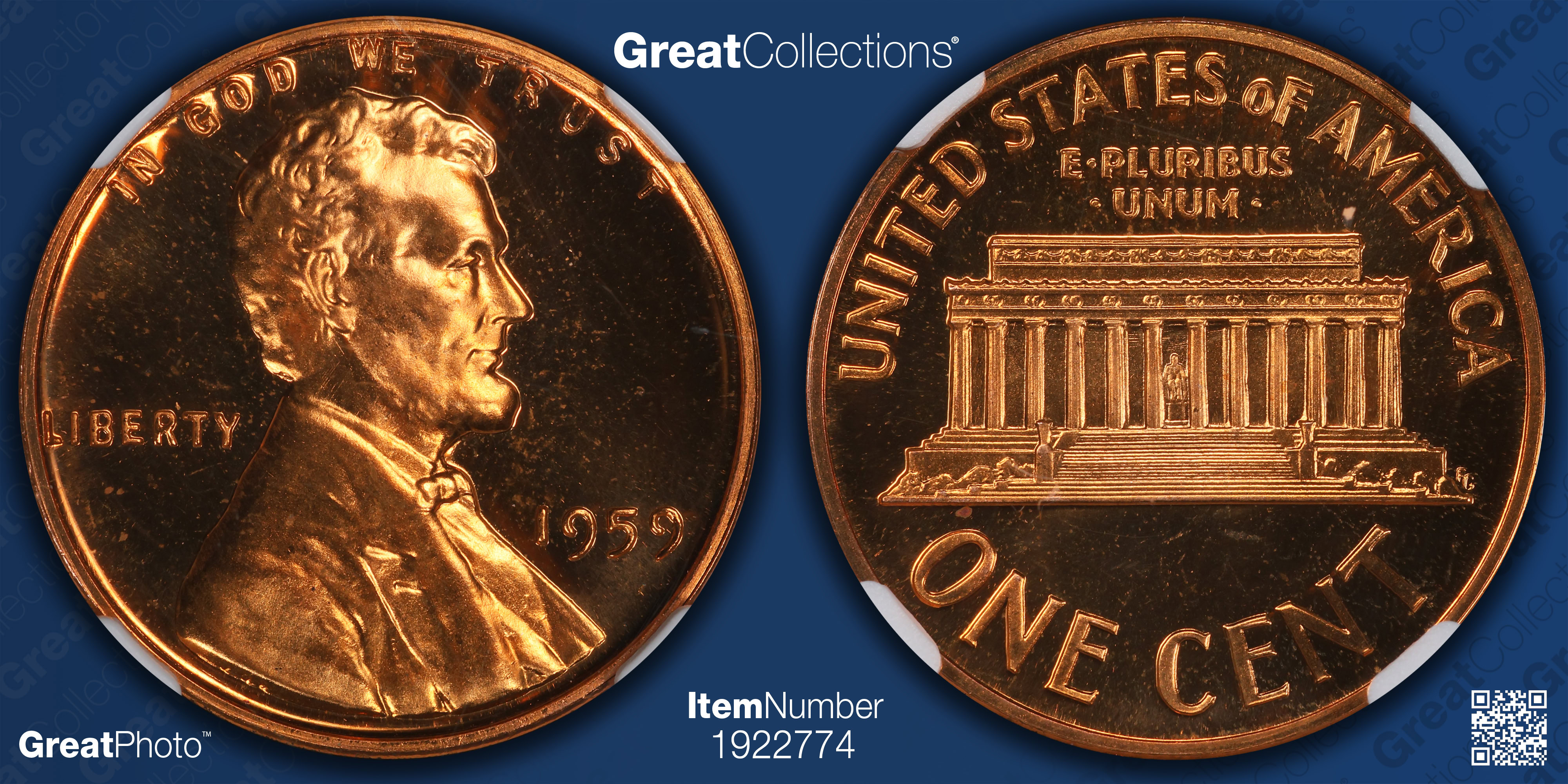 1959 Lincoln Cent NGC Proof-67 RD (Item 1922774) | GreatCollections ...