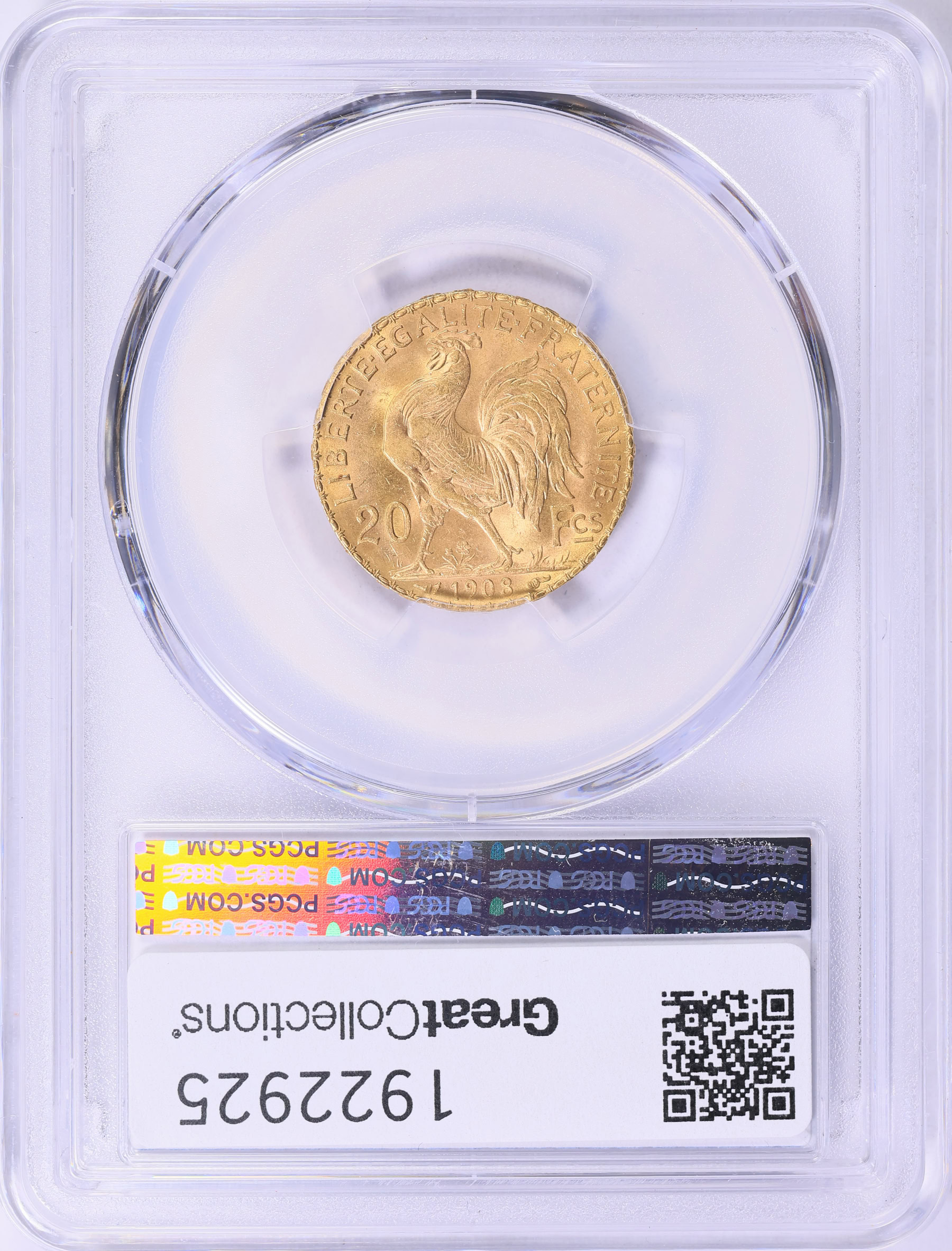 France 1908 Gold 20 Francs Originale KM-857 PCGS MS-64 (AGW = 0.1867 oz ...