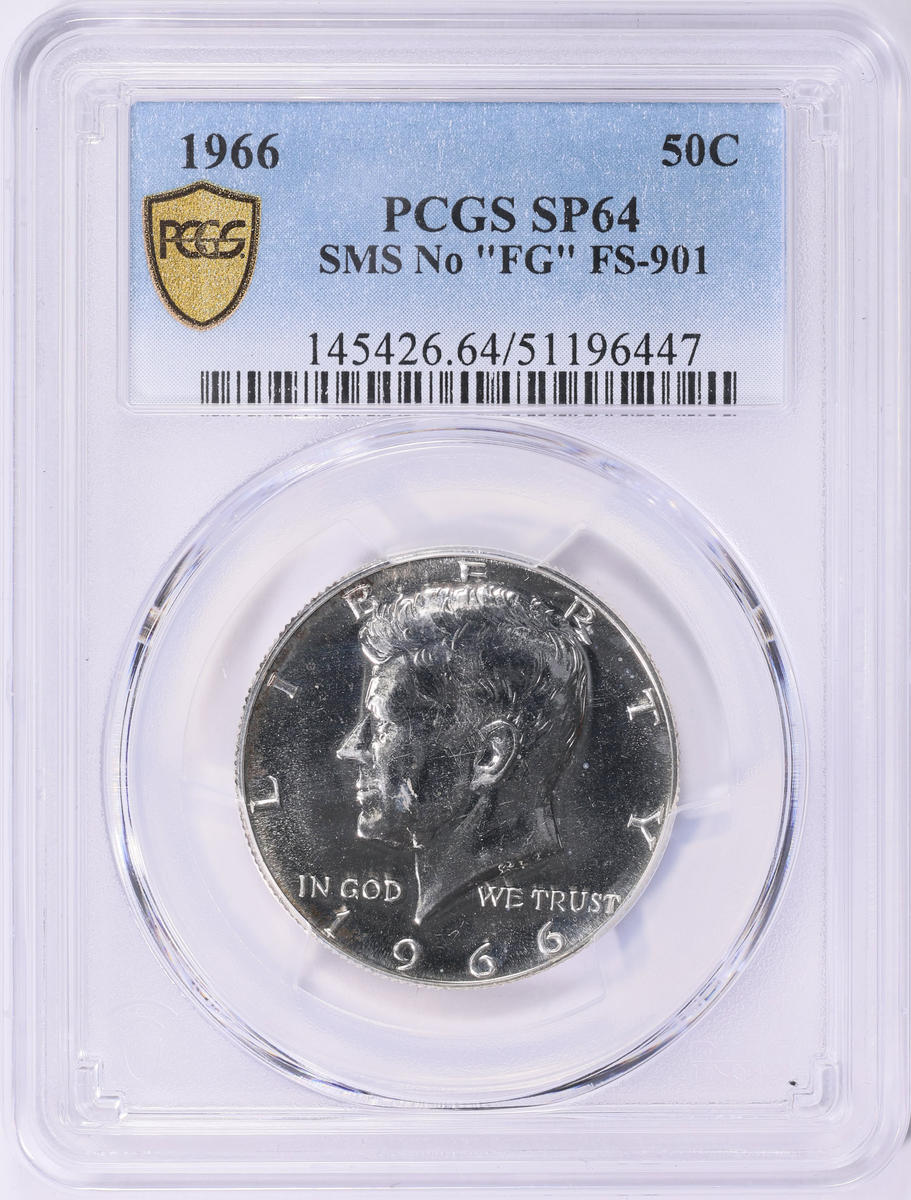 1966 Kennedy Half Dollar SMS No "FG" FS-901 PCGS SP-64 (Item 1922950 ...