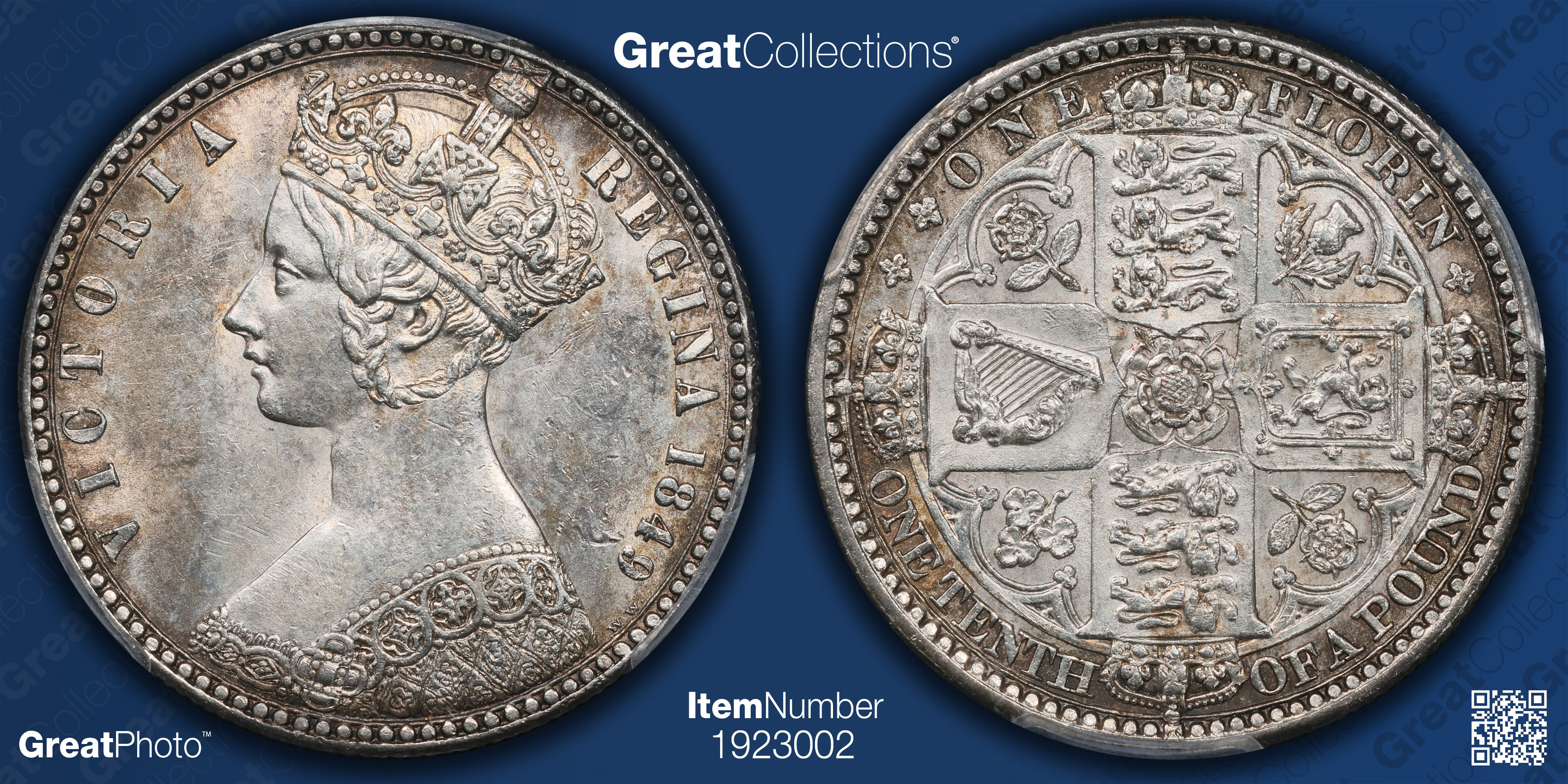 Great Britain 1849 Silver Florin KM-745 PCGS MS-61 (Item 1923002 ...