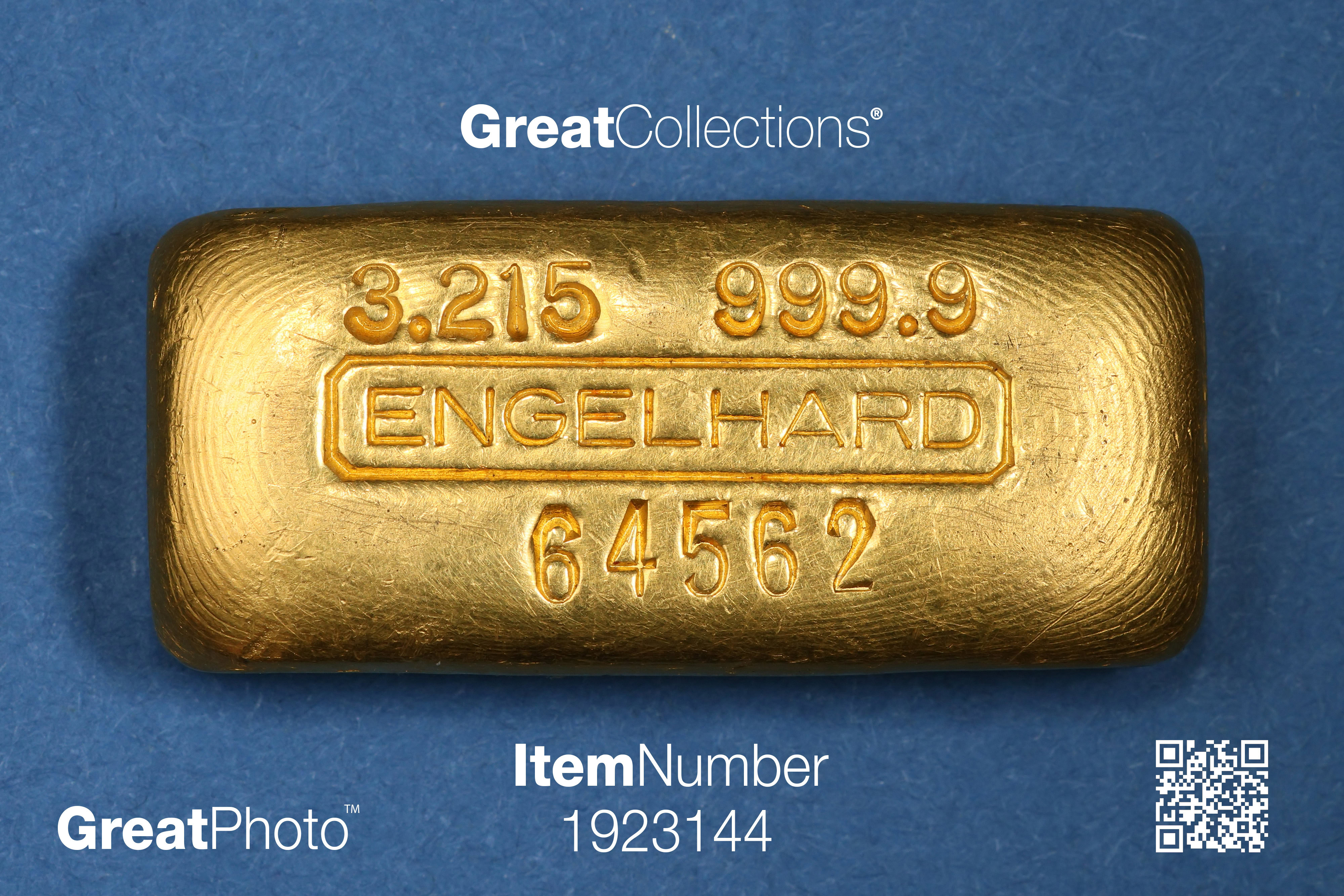 ND Gold 3.215oz Engelhard Ingot/Bar Uncertified (AGW = 3.211 oz ...