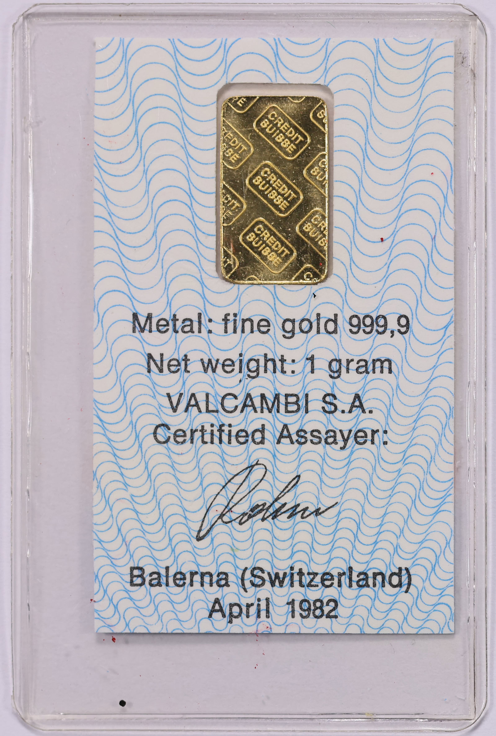 Switzerland ND Gold 1gm Gold Credit Suisse Ingot/Bar Uncertified in ...