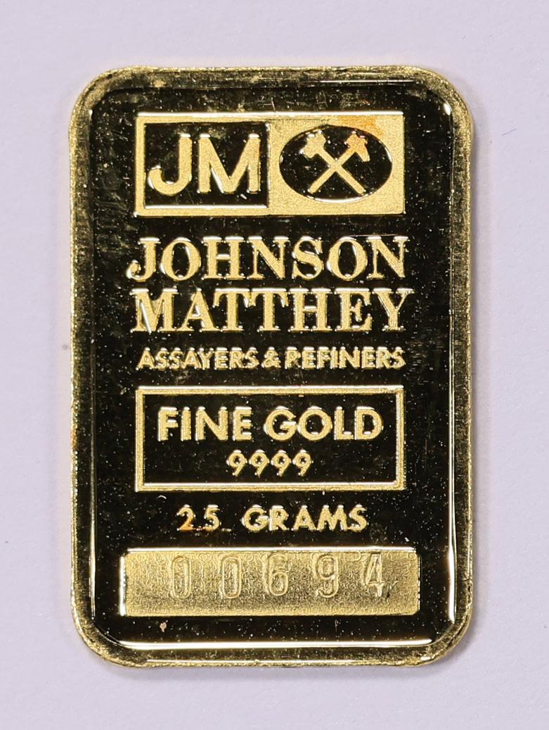 ND Gold 2.5gms Johnson Matthey Ingot/Bar Uncertified (AGW = 0.0803 oz ...