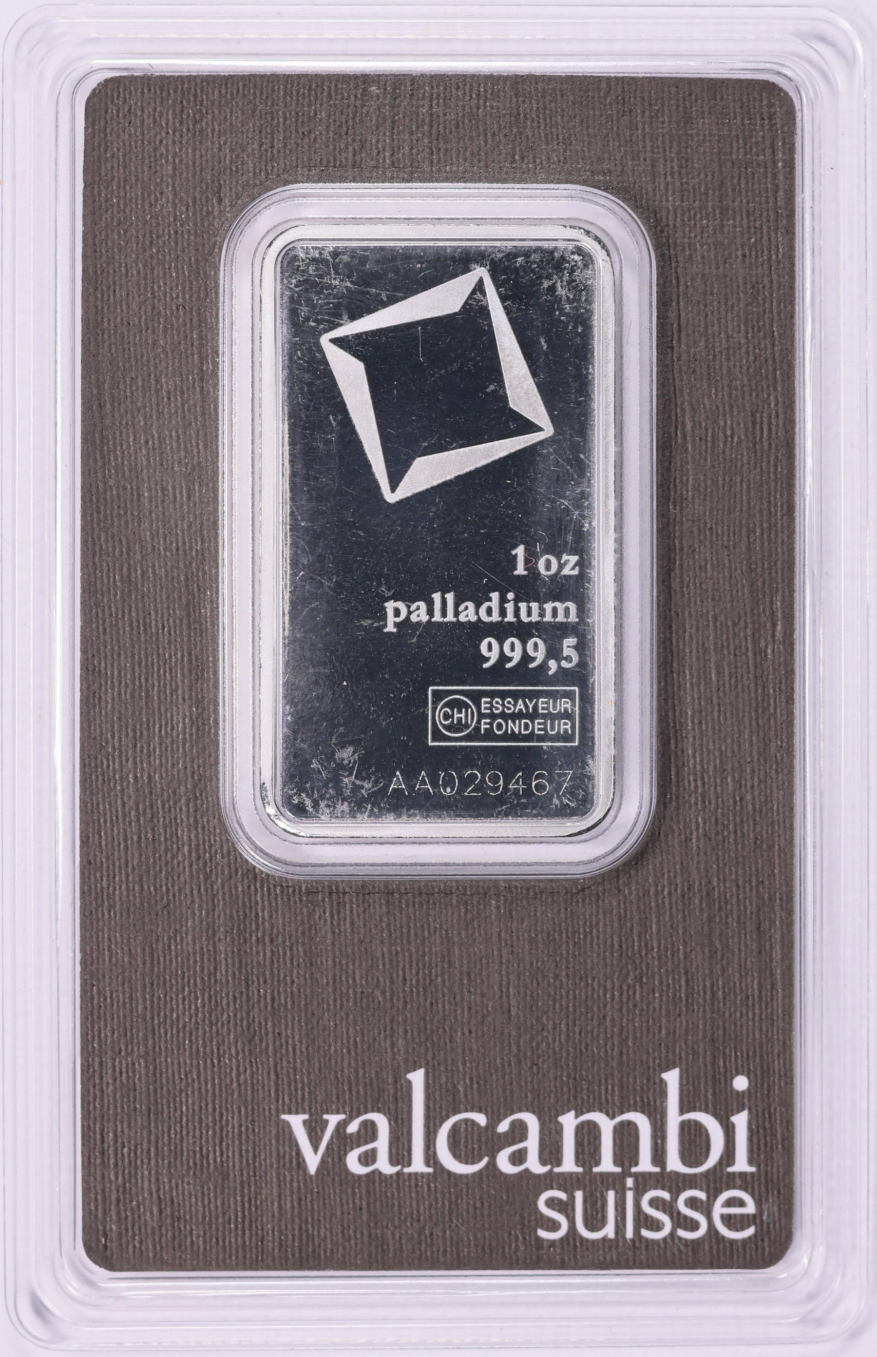Switzerland ND Palladium 1oz Valcambi Ingot/Bar Uncertified in Card of ...