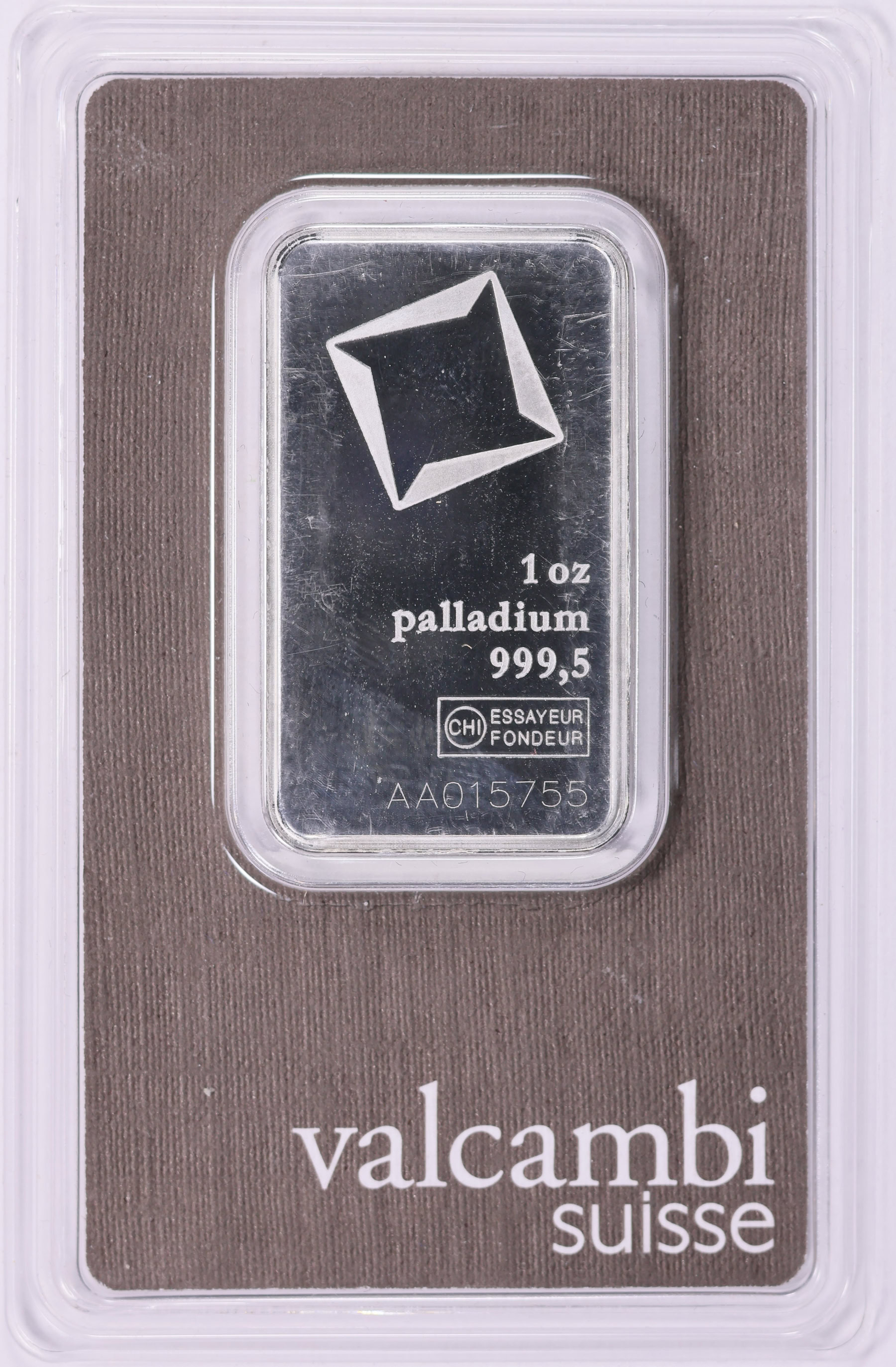 Switzerland ND Palladium 1oz Valcambi Ingot/Bar Uncertified in Card of ...