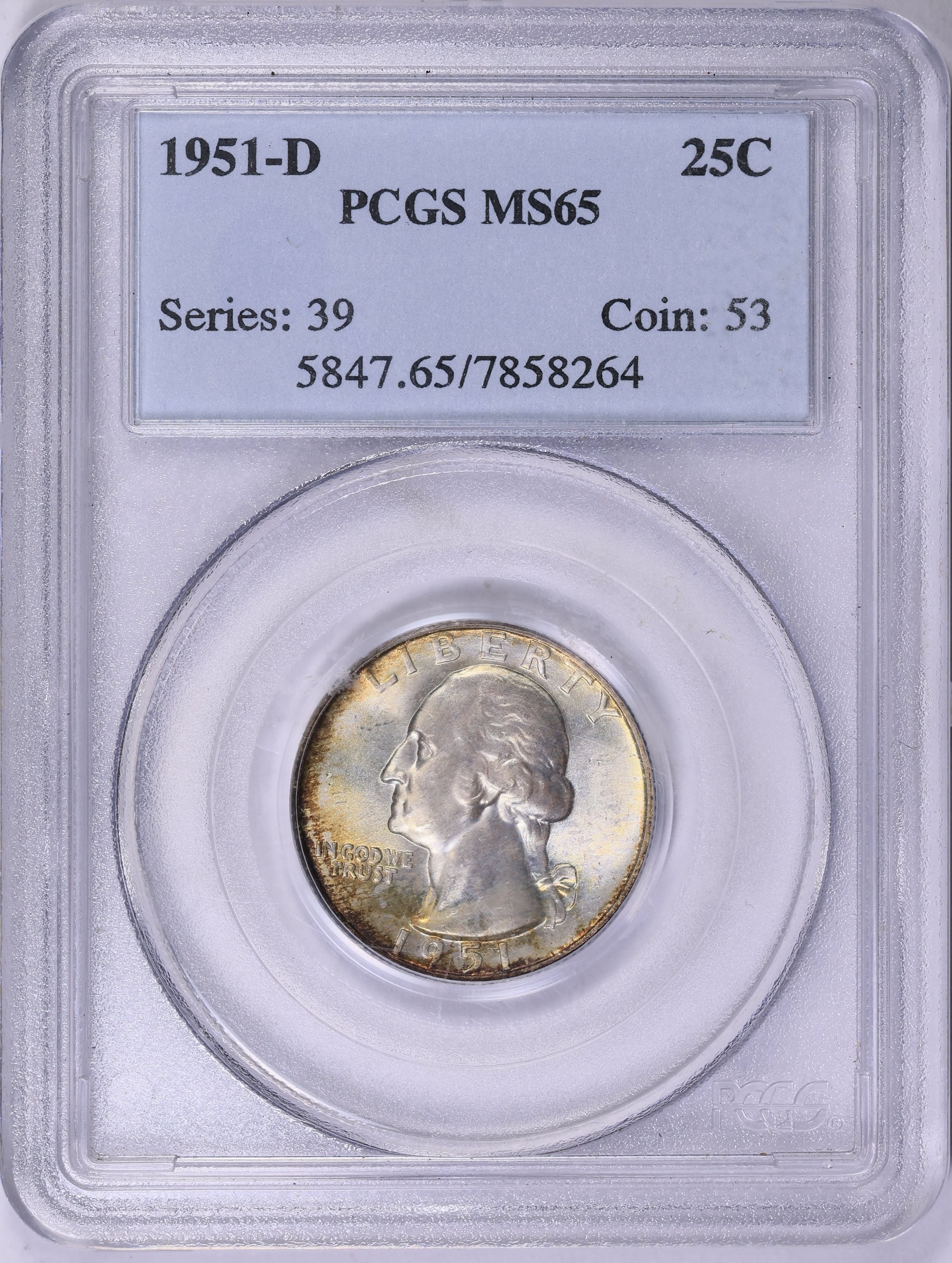 1951-D Washington Quarter PCGS MS-65 (Toned) (Item 1923288 ...