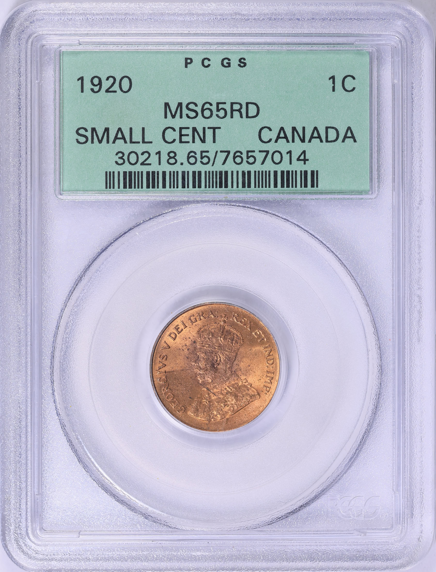 Canada 1920 Cent Small Cent KM-28 PCGS MS-65 RD OGH (Item 1923521 ...