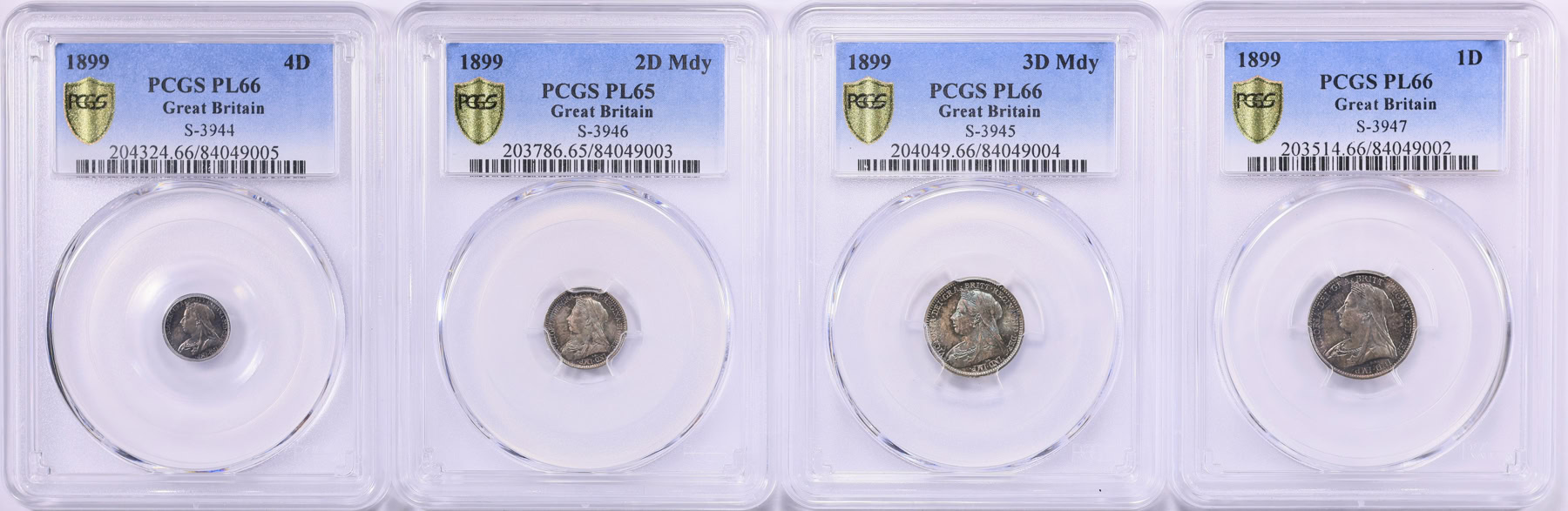 Great Britain 1899 Silver 1p, 2p, 3p & 4p Maundy Set KM-MDS155 PCGS Pl ...