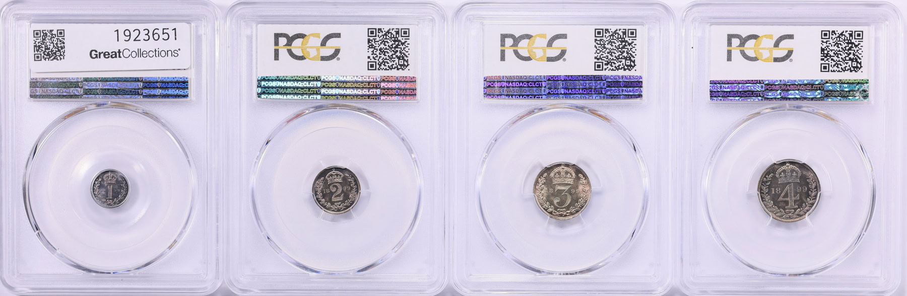 Great Britain 1899 Silver 1p, 2p, 3p & 4p Maundy Set KM-MDS155 PCGS Pl ...