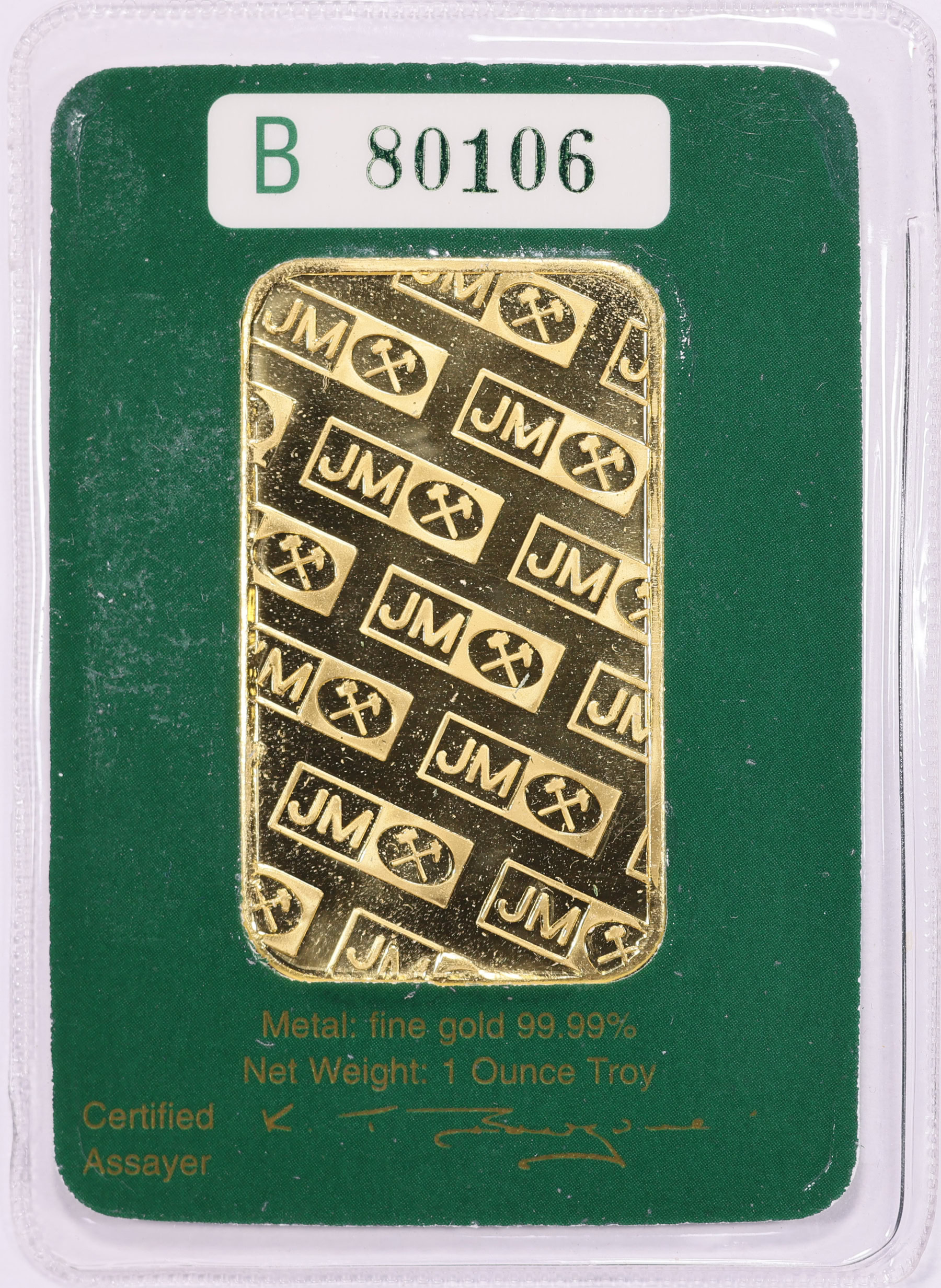 ND Gold 1oz Johnson Matthey Ingot/Bar Uncertified in Card of Issue (AGW ...