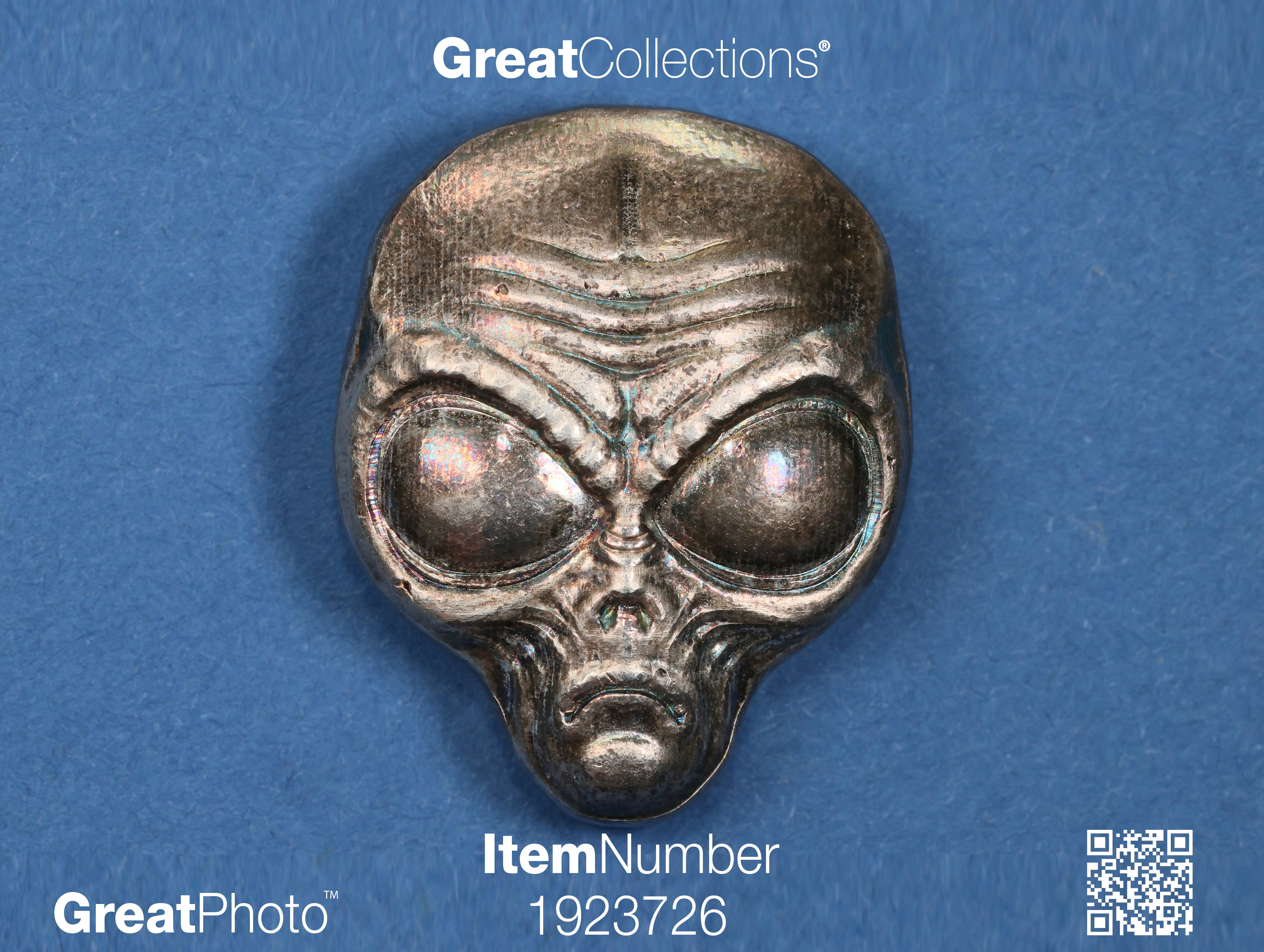 ND Silver 2oz Alien Head Sculpture Uncertified (ASW = 1.98 oz.) | Cert ...