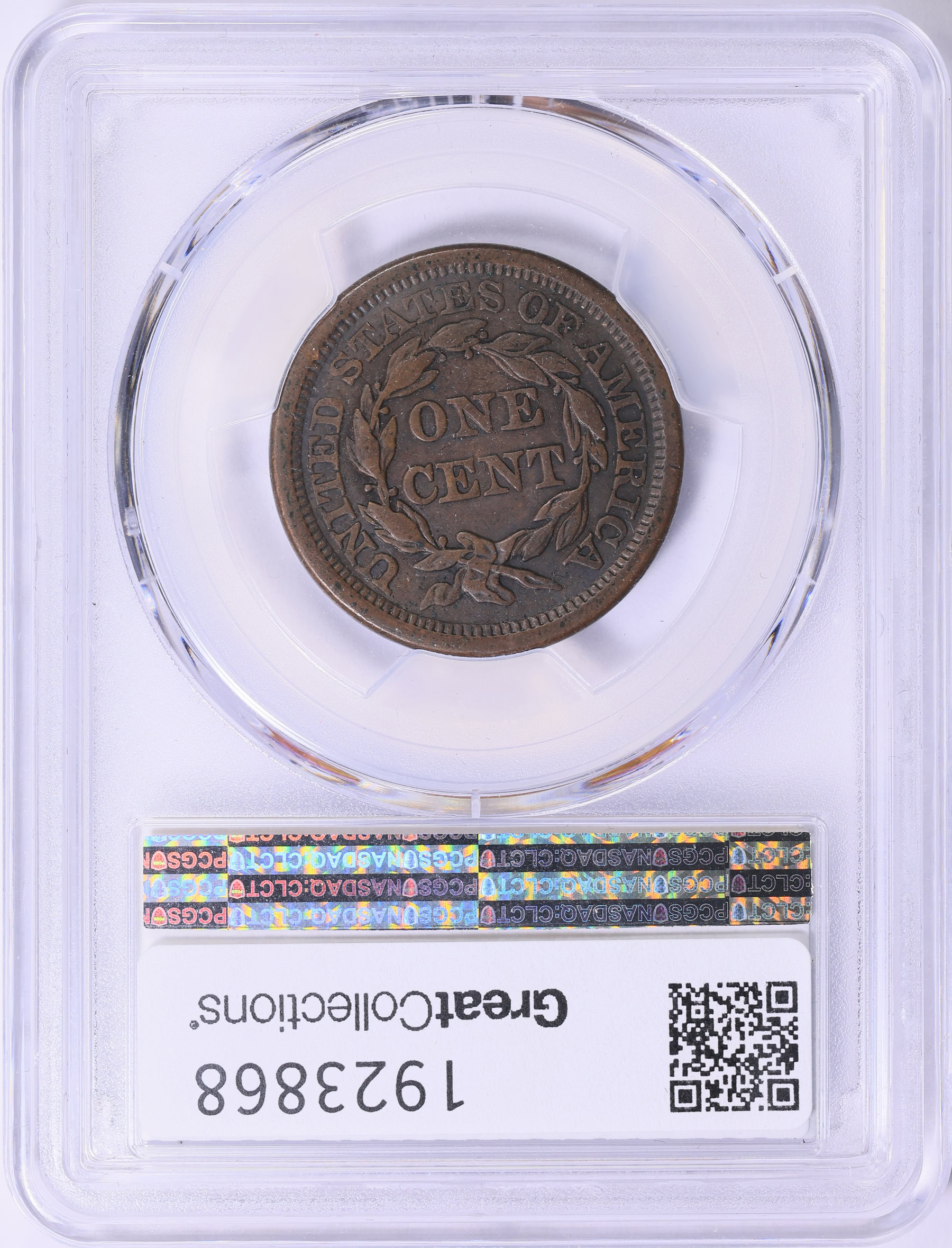1855 Braided Hair Cent Slanted 55 PCGS Genuine VF Details (Item 1923868 ...