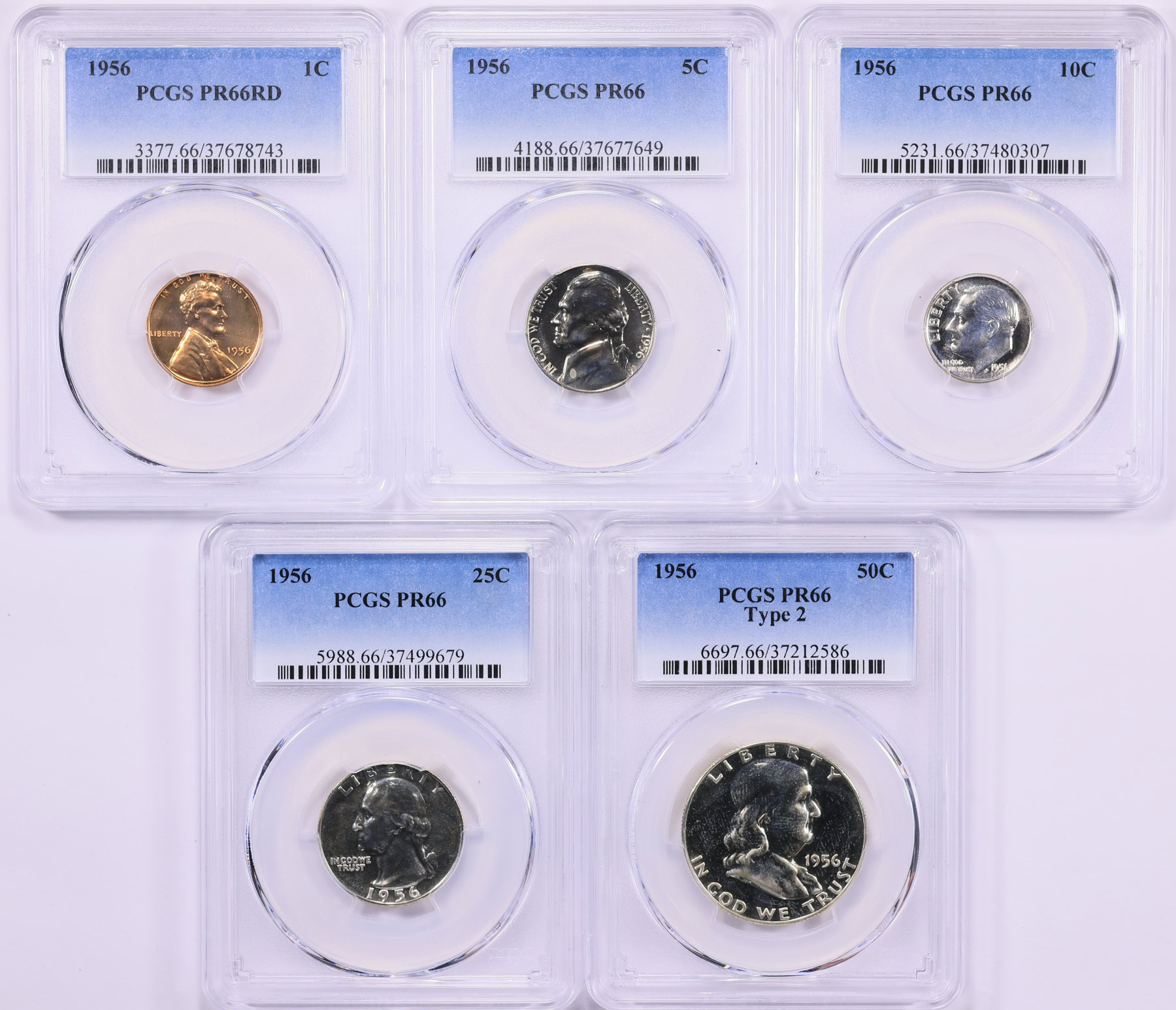 1956 1c-50c Proof Set PCGS Proof-66 (5 Coins) (Item 1923888 ...