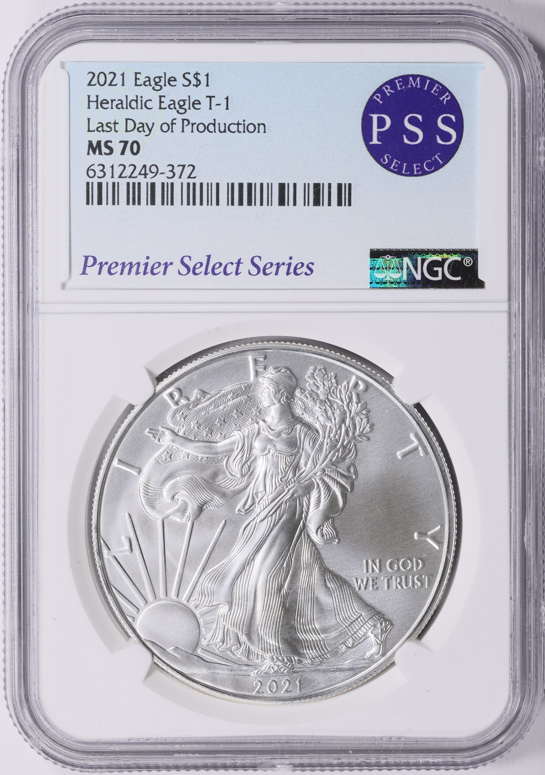 2021 $1 Silver Eagle Type 1 Last Day of Production NGC MS-70 (Premier ...