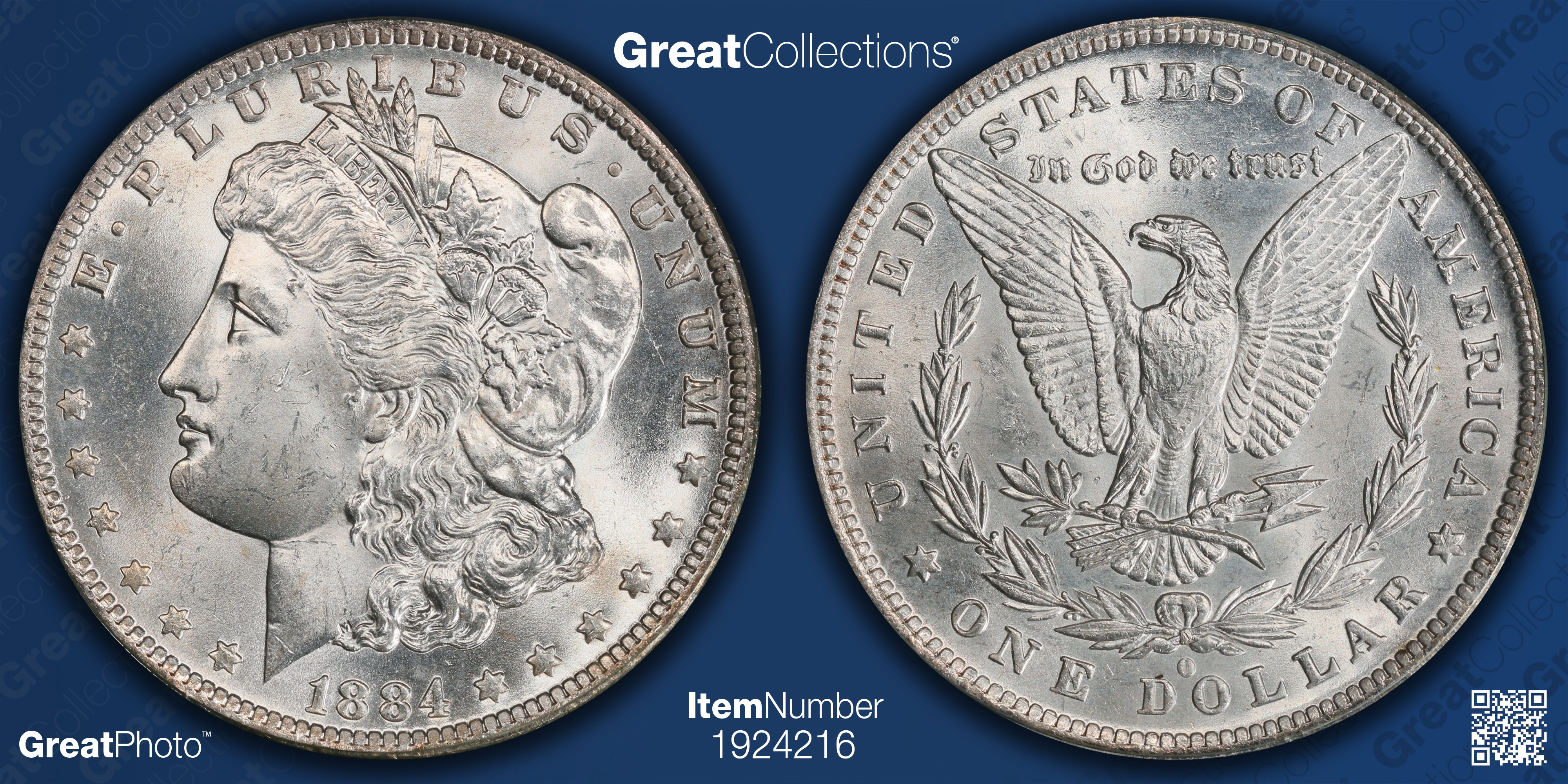 1884-O Morgan Silver Dollar PCGS MS-63 (CAC Green) OGH (Item 1924216) | GreatCollections Coin ...