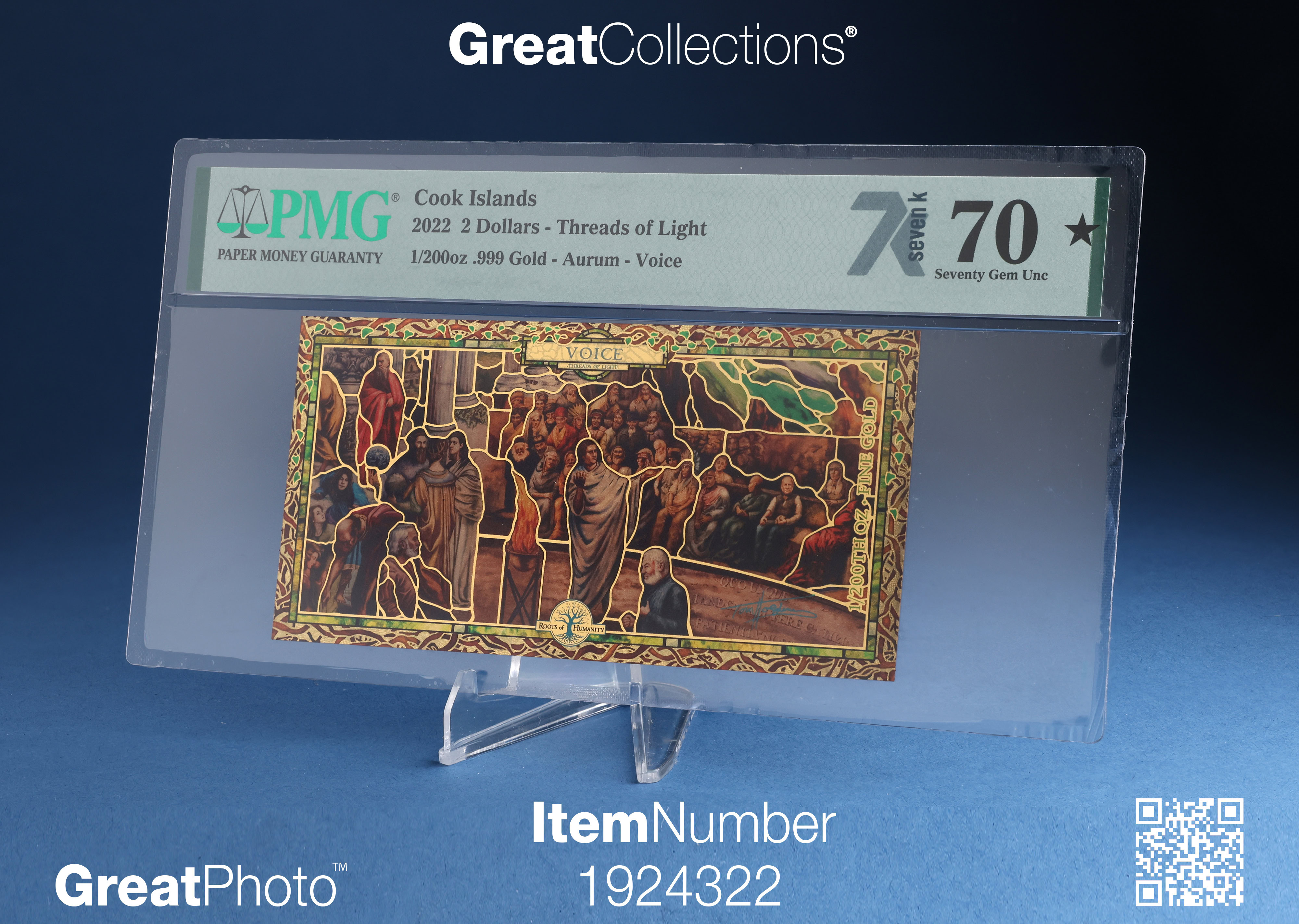 Cook Islands 2022 $2 Threads of Light, Voice 1/200 oz. .999 Gold PMG ...