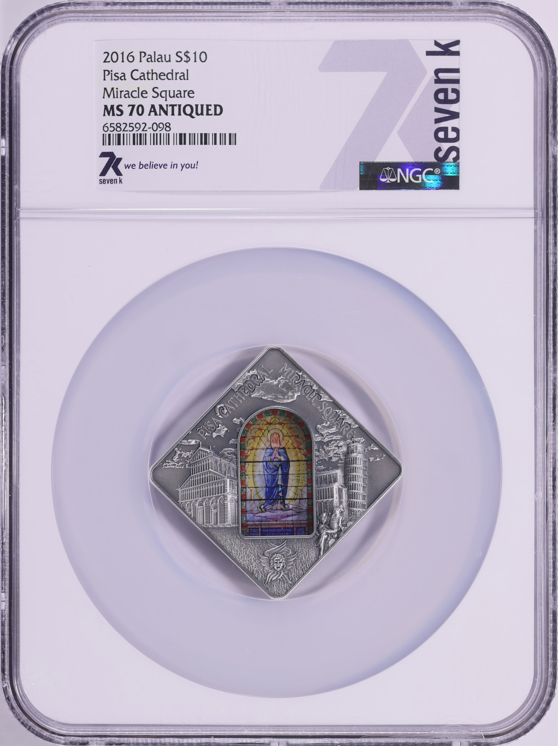 Palau 2016 Silver $10 Pisa Cathedral Miracle Square Antiqued KM-760 NGC ...