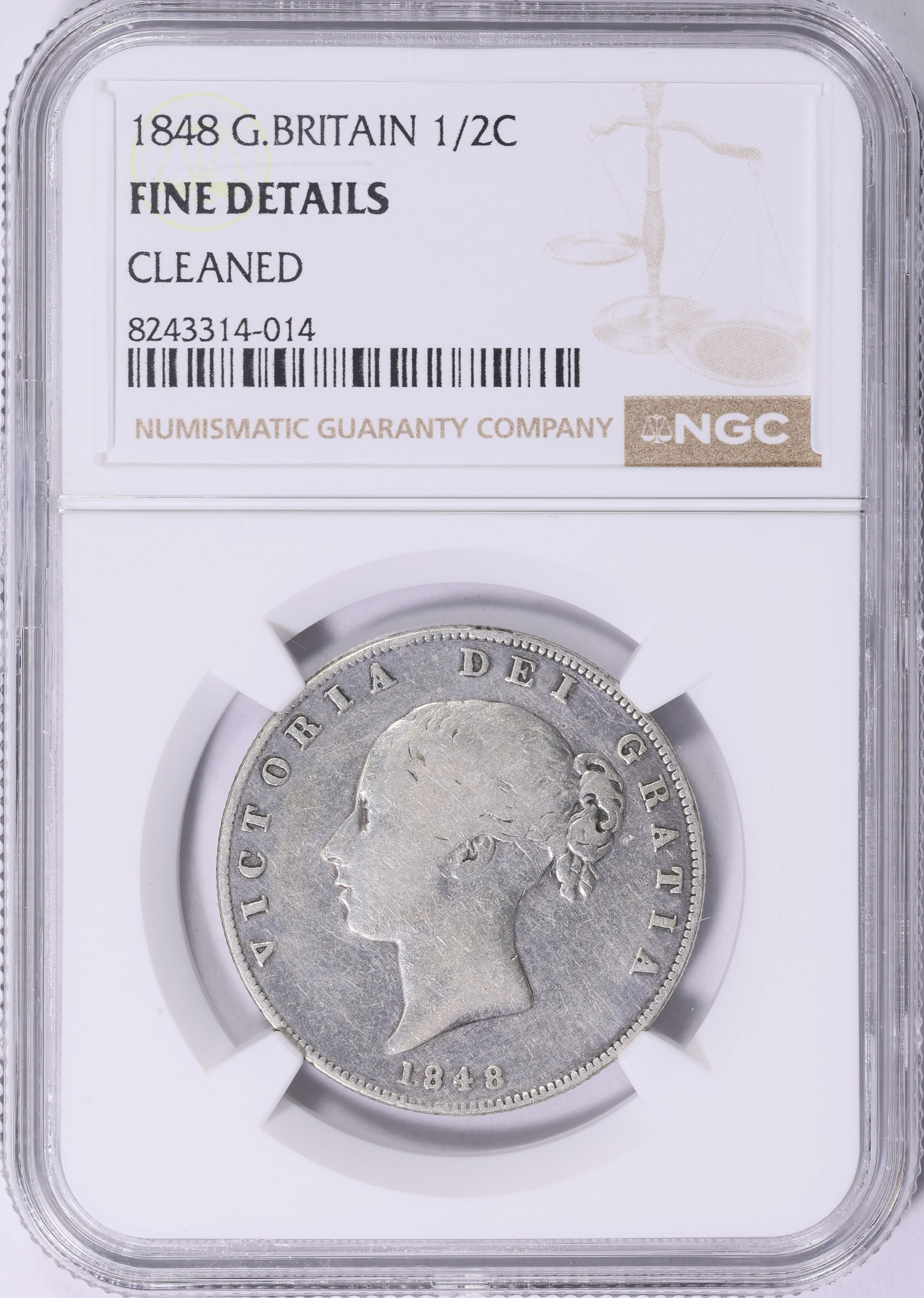 Great Britain 1848 Silver 1/2 Crown KM-740 NGC Fine Details (Item ...