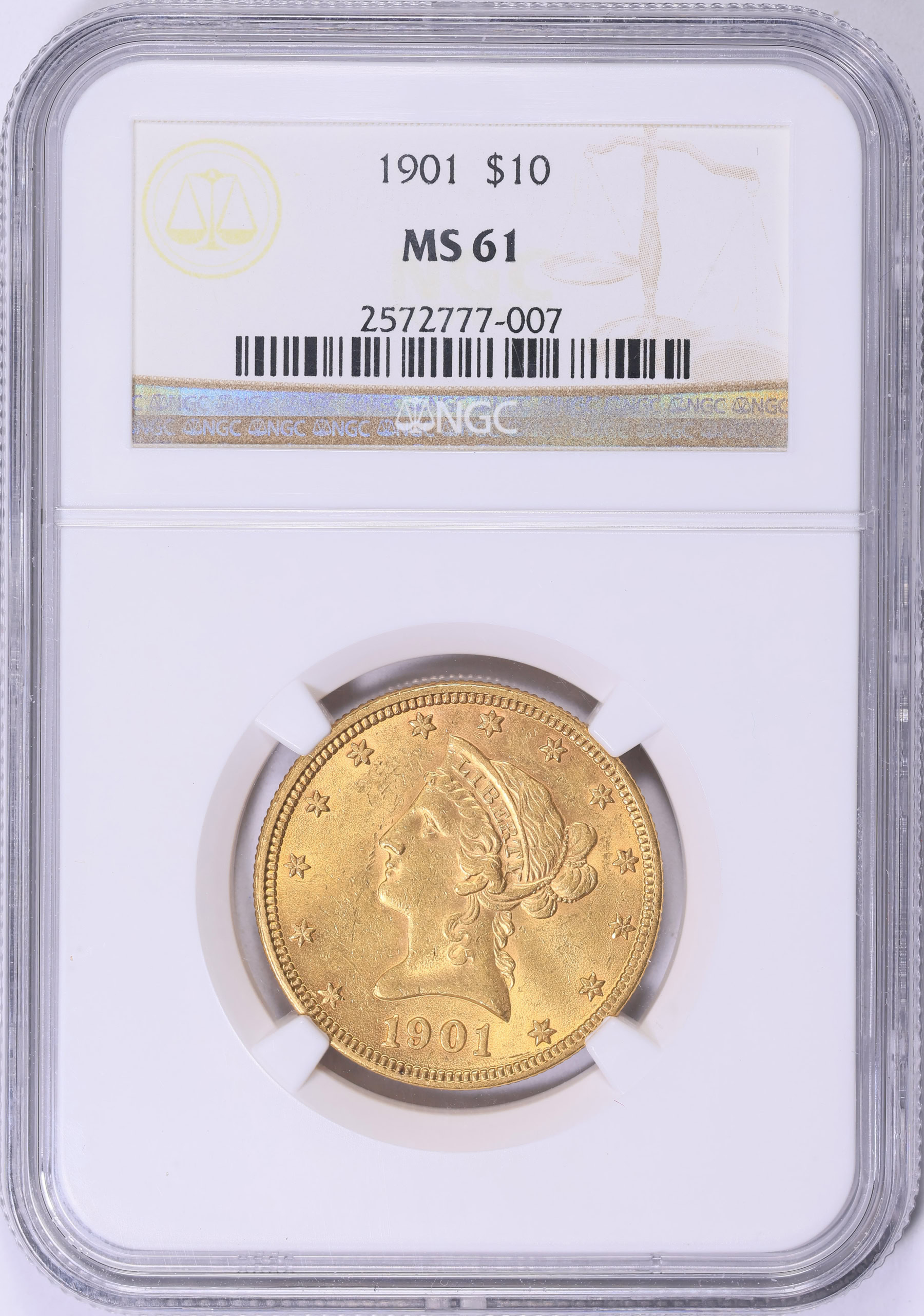 1901 Liberty Gold Eagle NGC MS-61 (Item 1924636) | GreatCollections ...