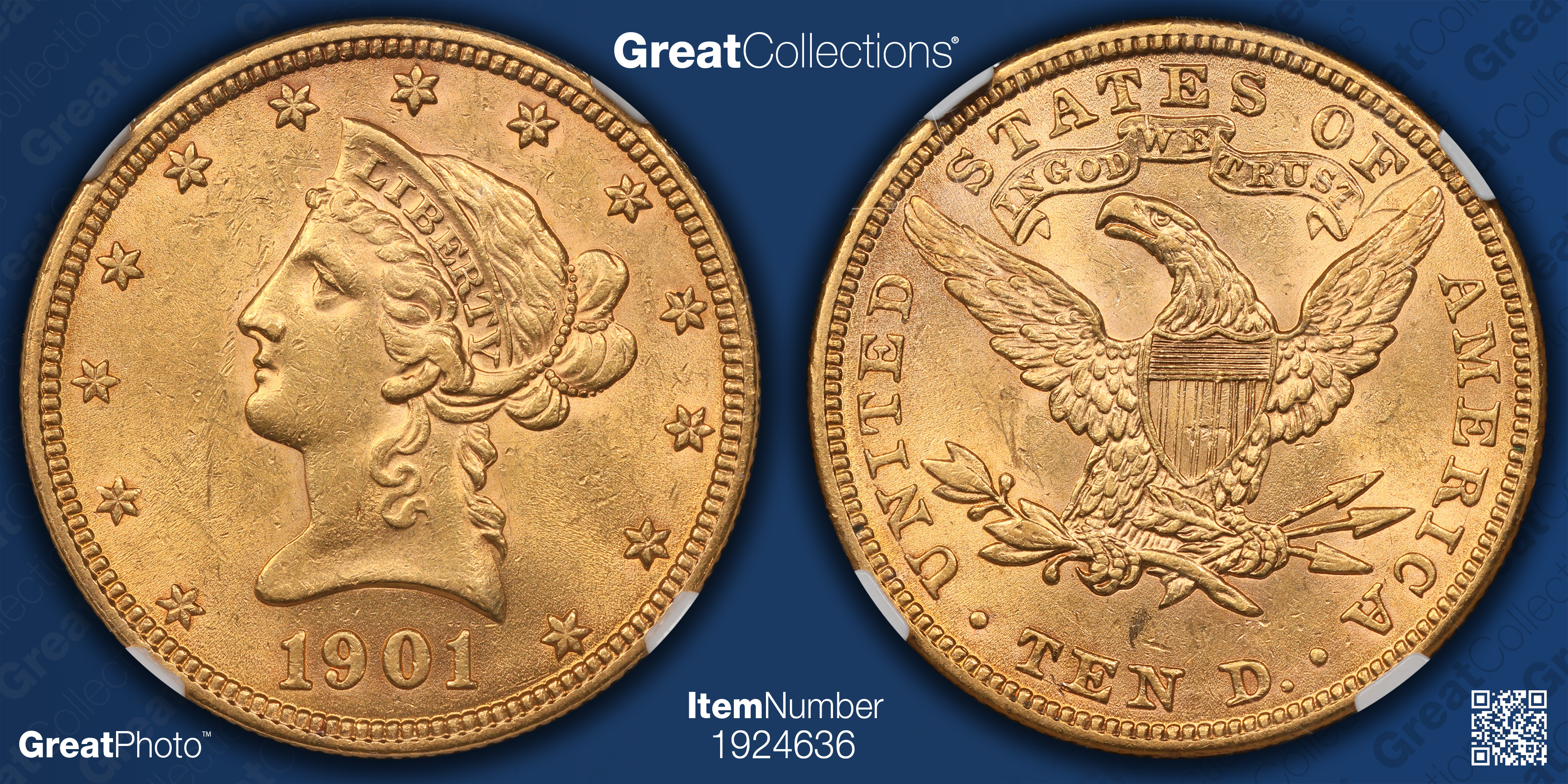 1901 Liberty Gold Eagle NGC MS-61 (Item 1924636) | GreatCollections ...