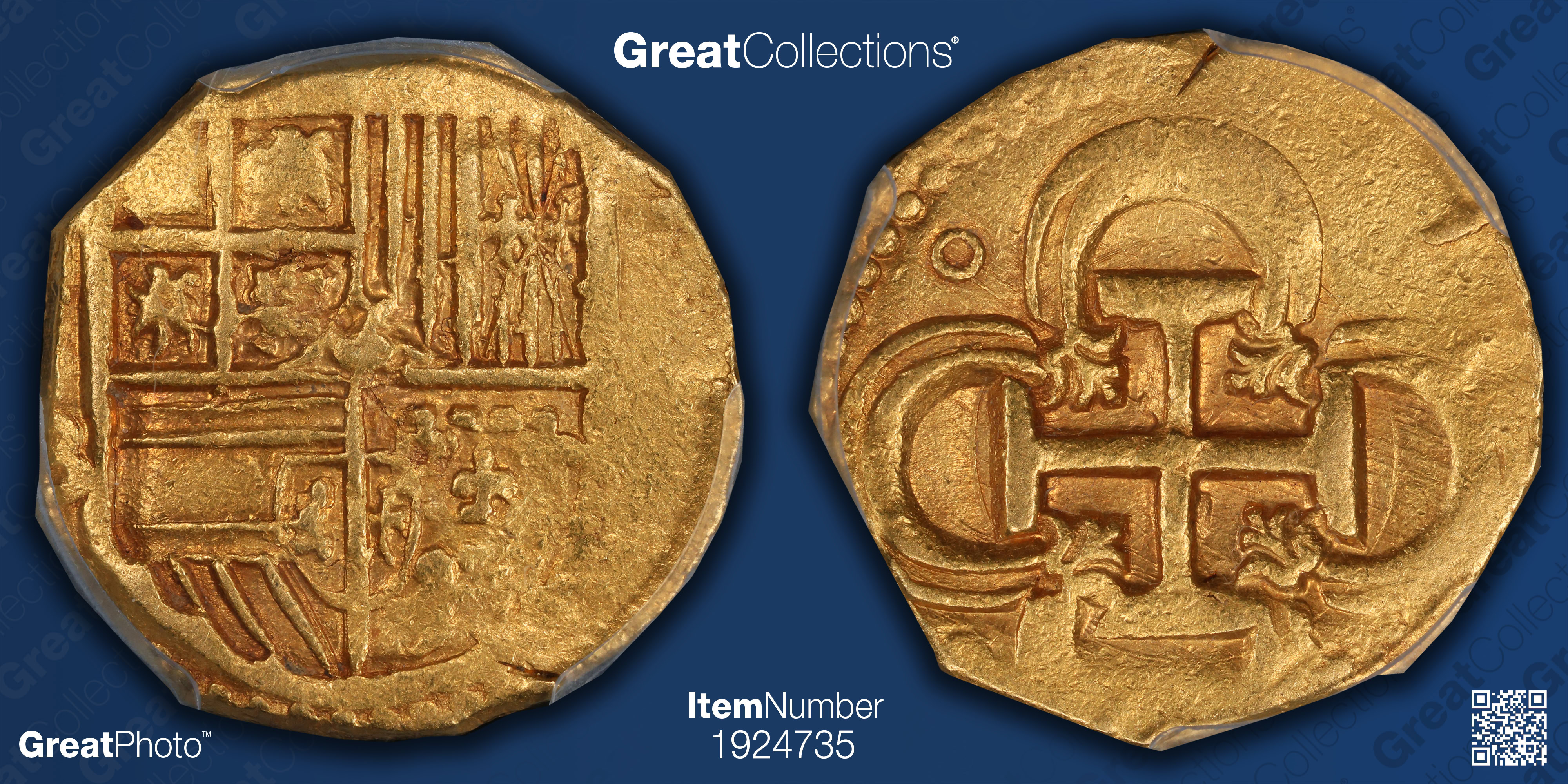 Spain ND (1590-97)-SB Gold 2 Escudos of Philip II PCGS AU-58 (4.95gms ...