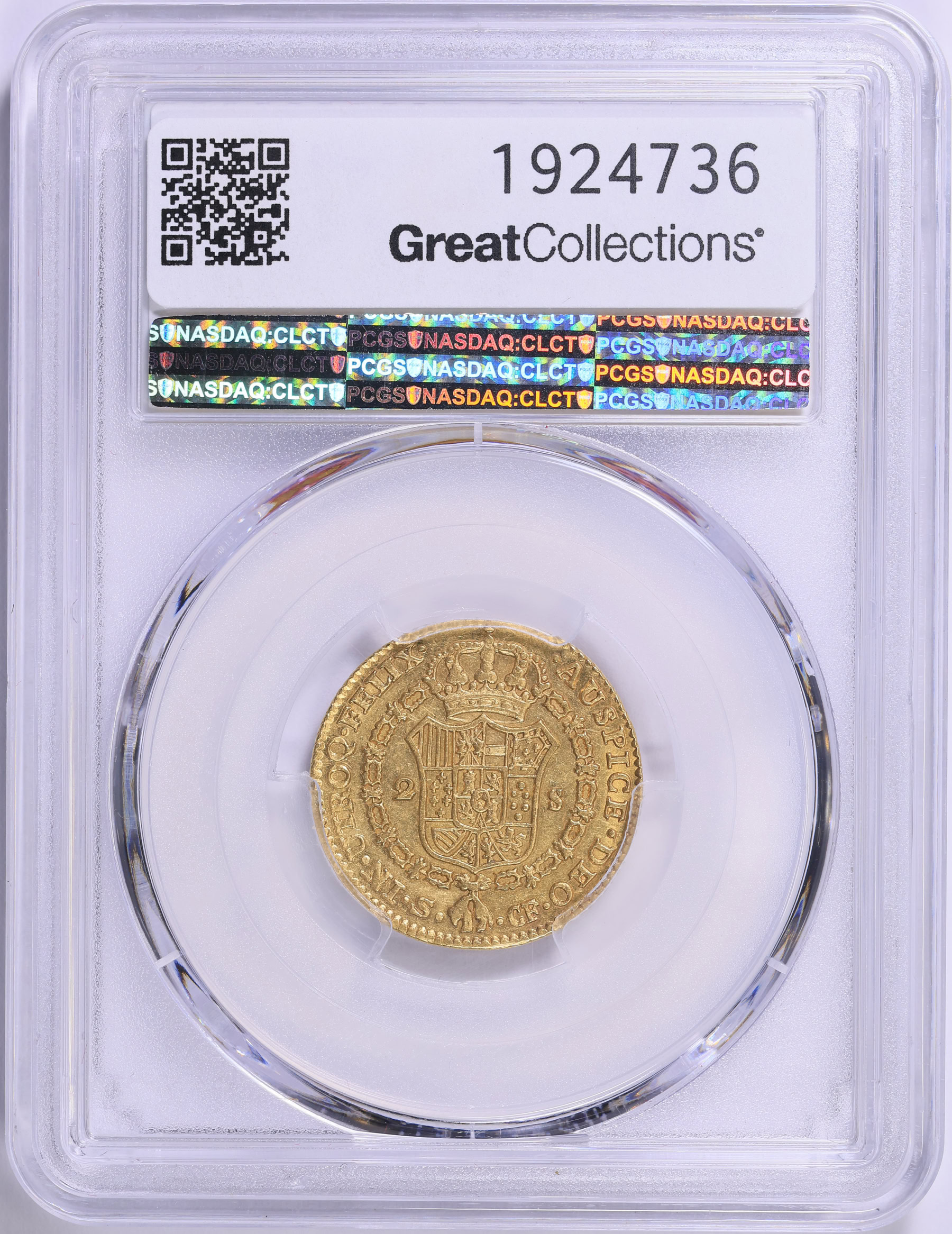 Spain 1779-S CF Gold 2 Escudos KM-417.2 PCGS AU-55 (AGW = 0.1961 oz ...