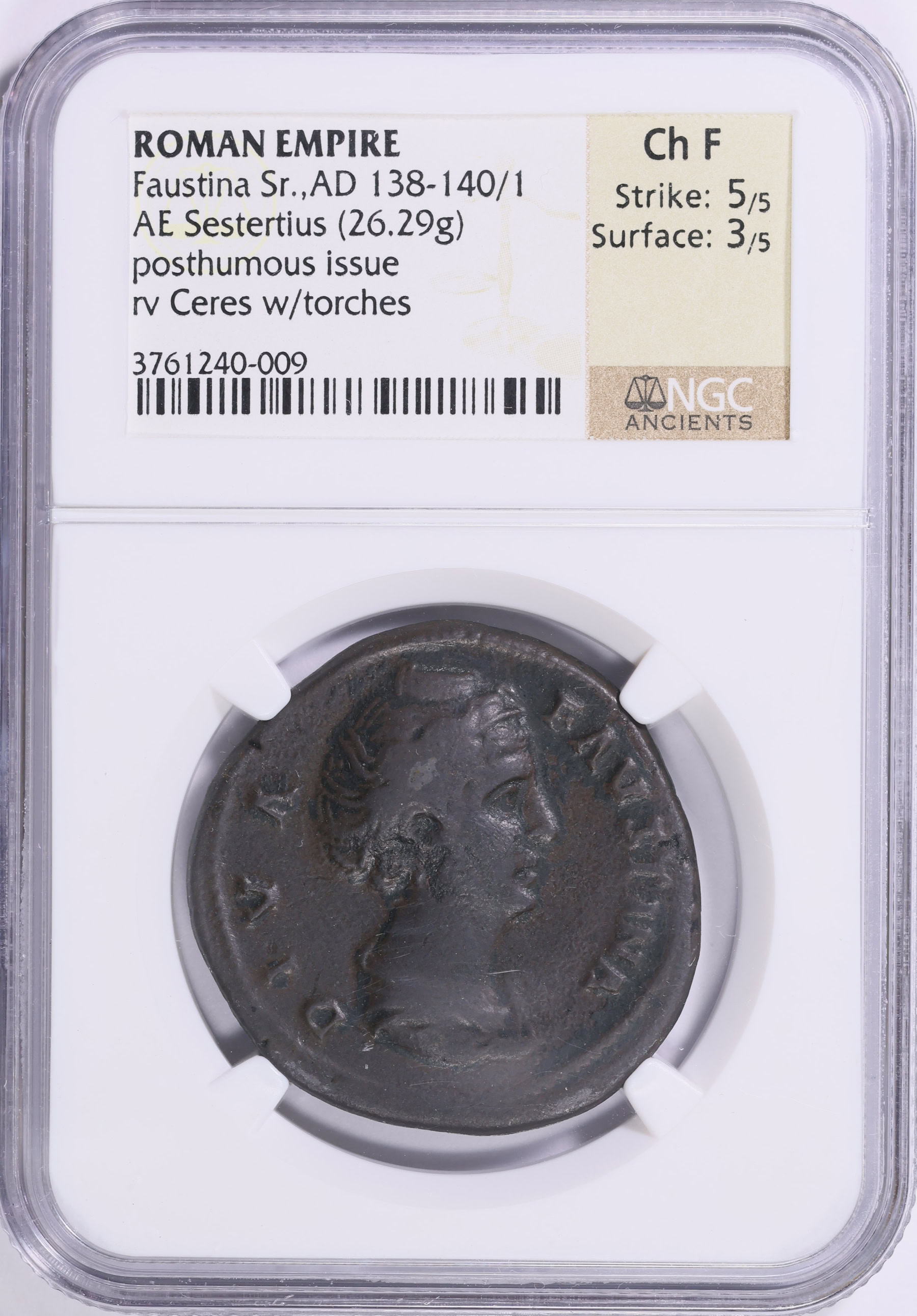 Ancient Roman Empire, Diva Faustina Senior (Died A.D. 141) A.D. 146 AE ...