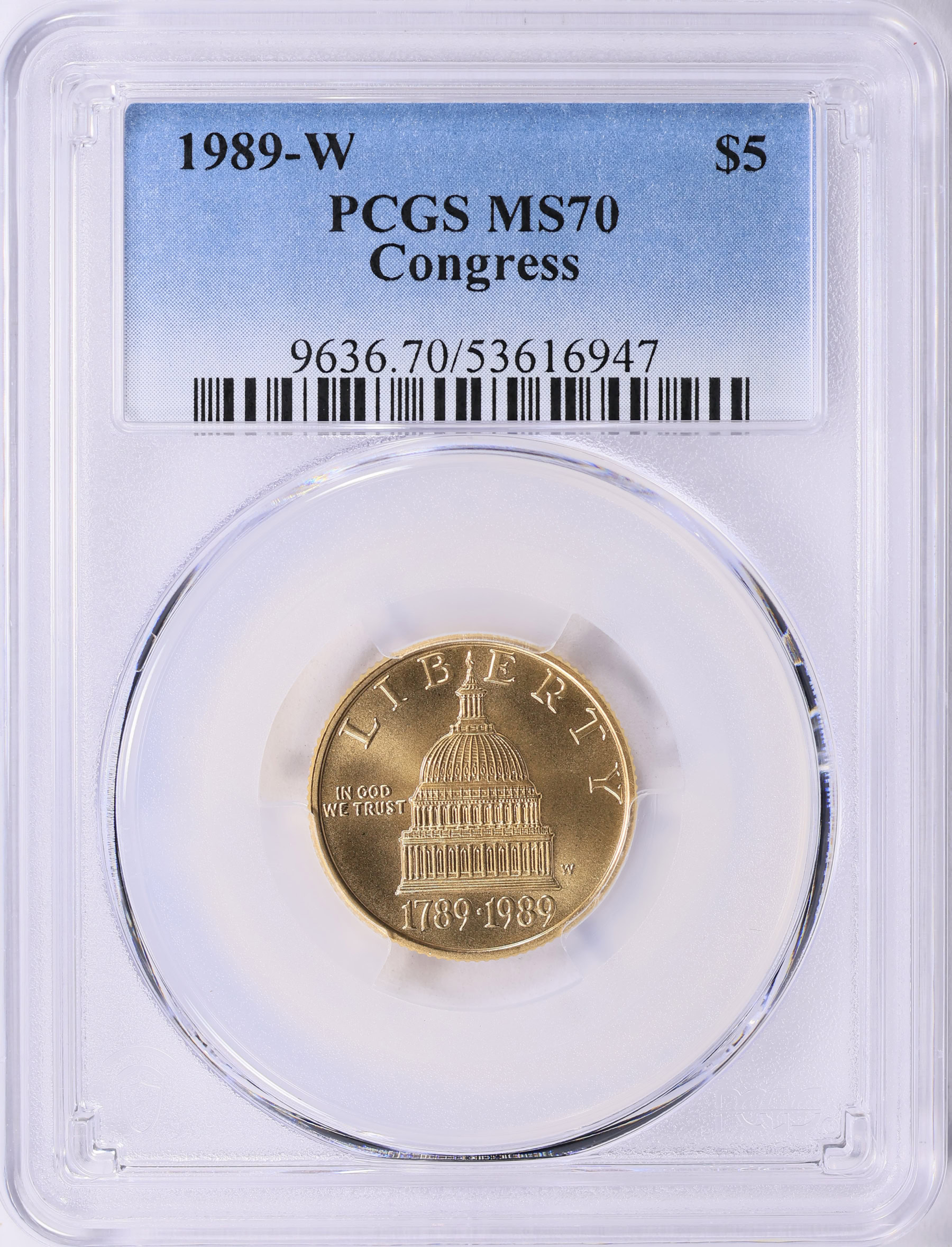 1989-W Congress Bicentennial Gold $5 PCGS MS-70 (Item 1924900 ...