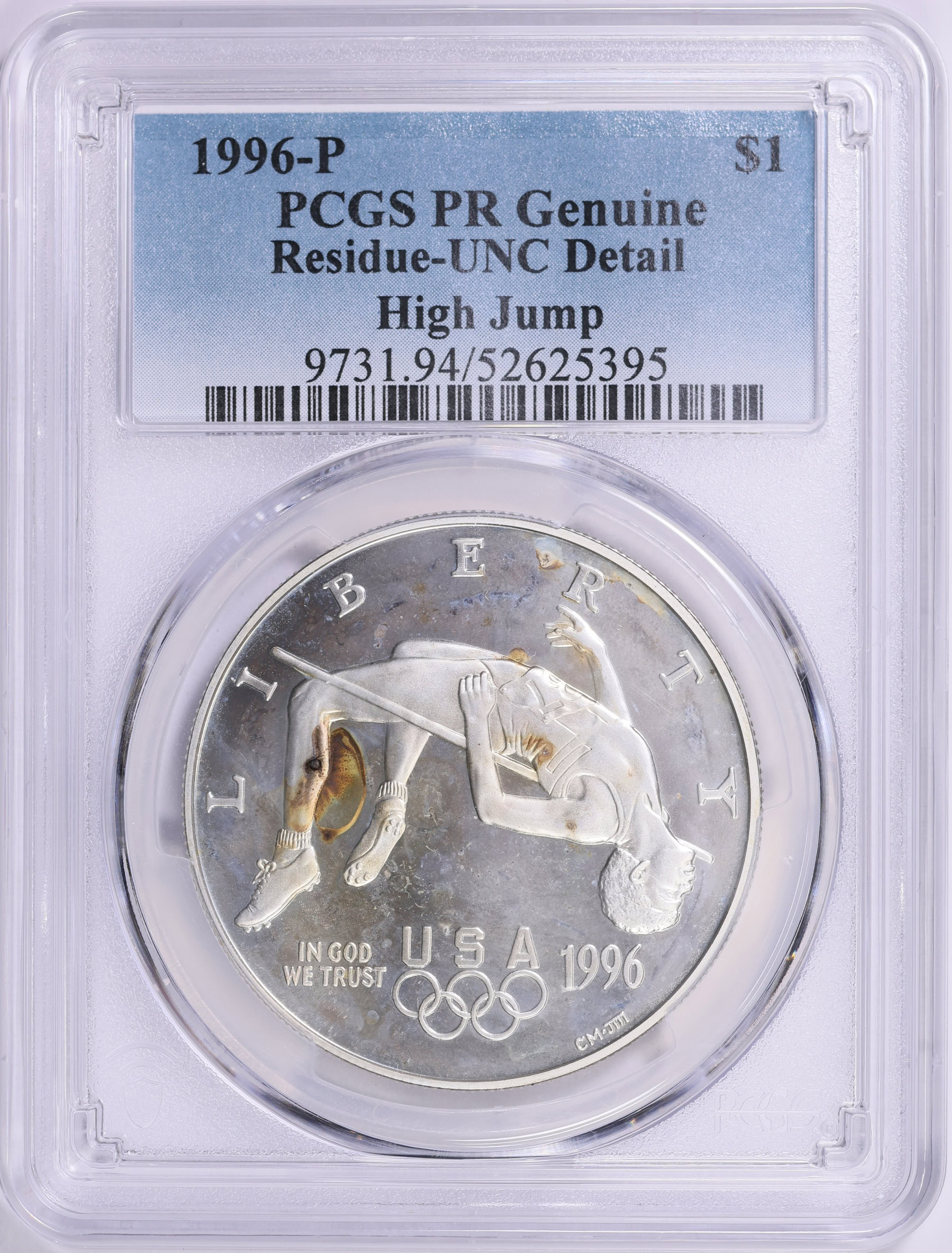 1996-P XXVI Olympiad High Jump Silver Dollar PCGS Proof Genuine Unc ...