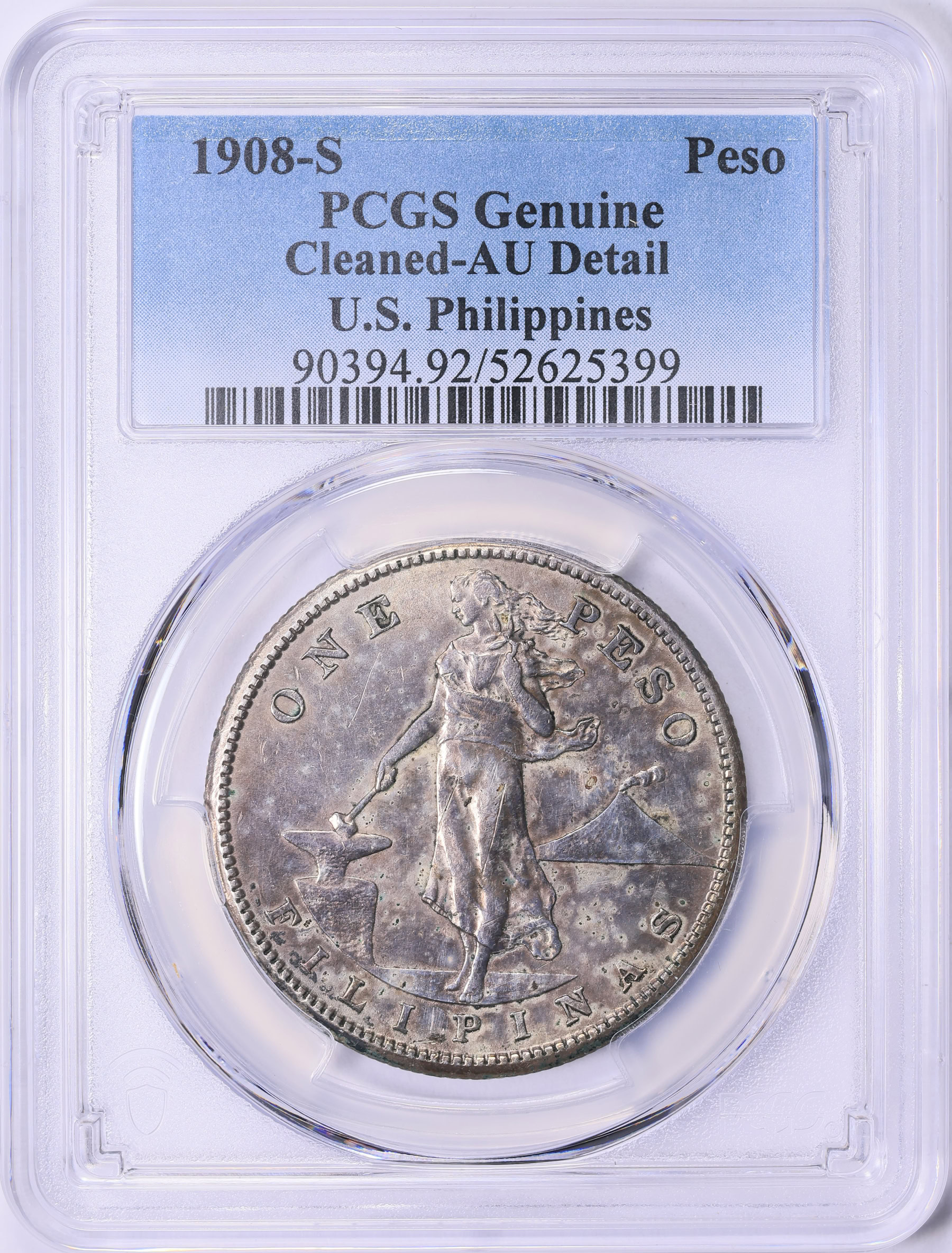 1908-S U.S. Philippines Peso PCGS Genuine AU Details (Item 1925318 ...