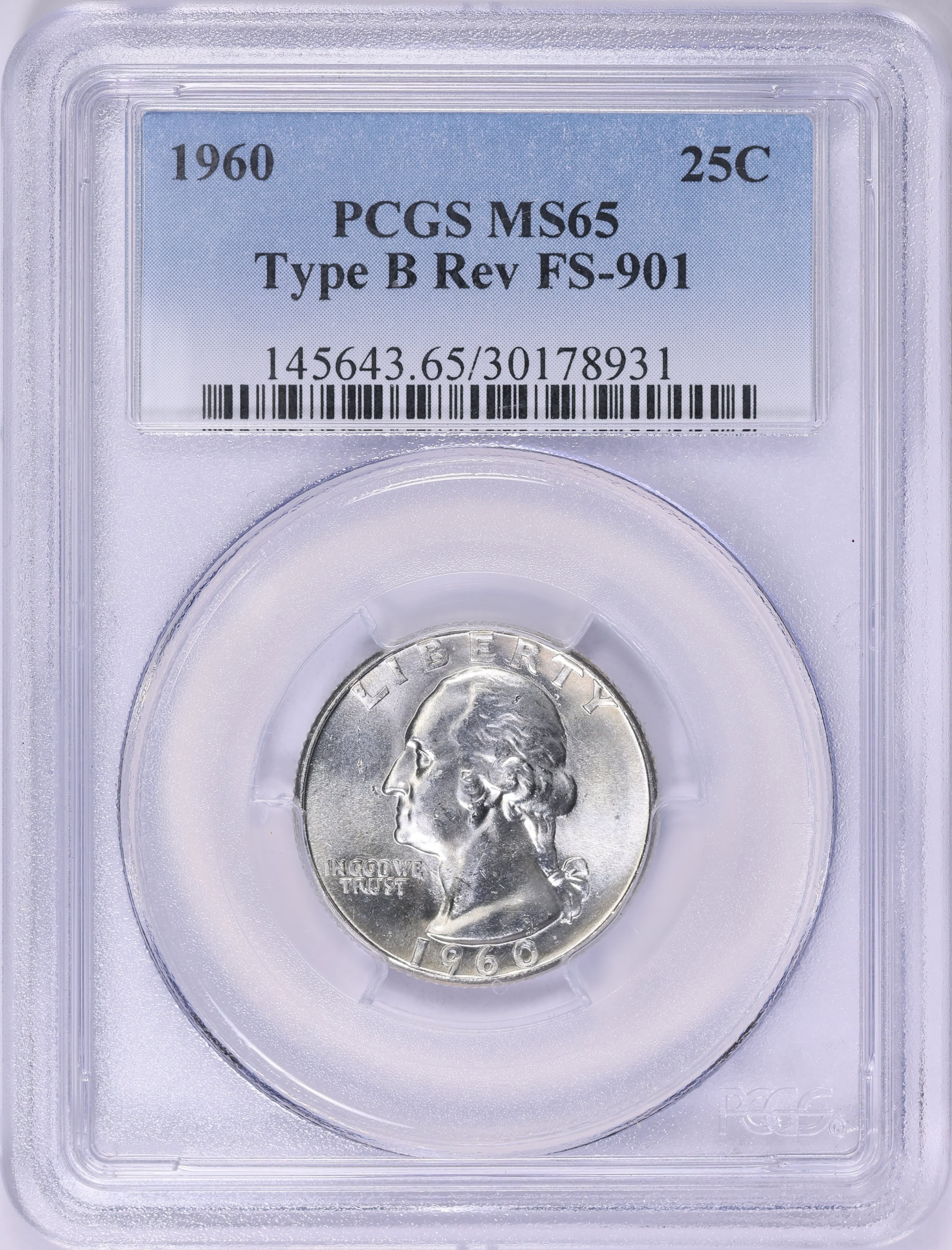 1960 Washington Quarter Type B Reverse FS-901 PCGS MS-65 (Item 1925510 ...