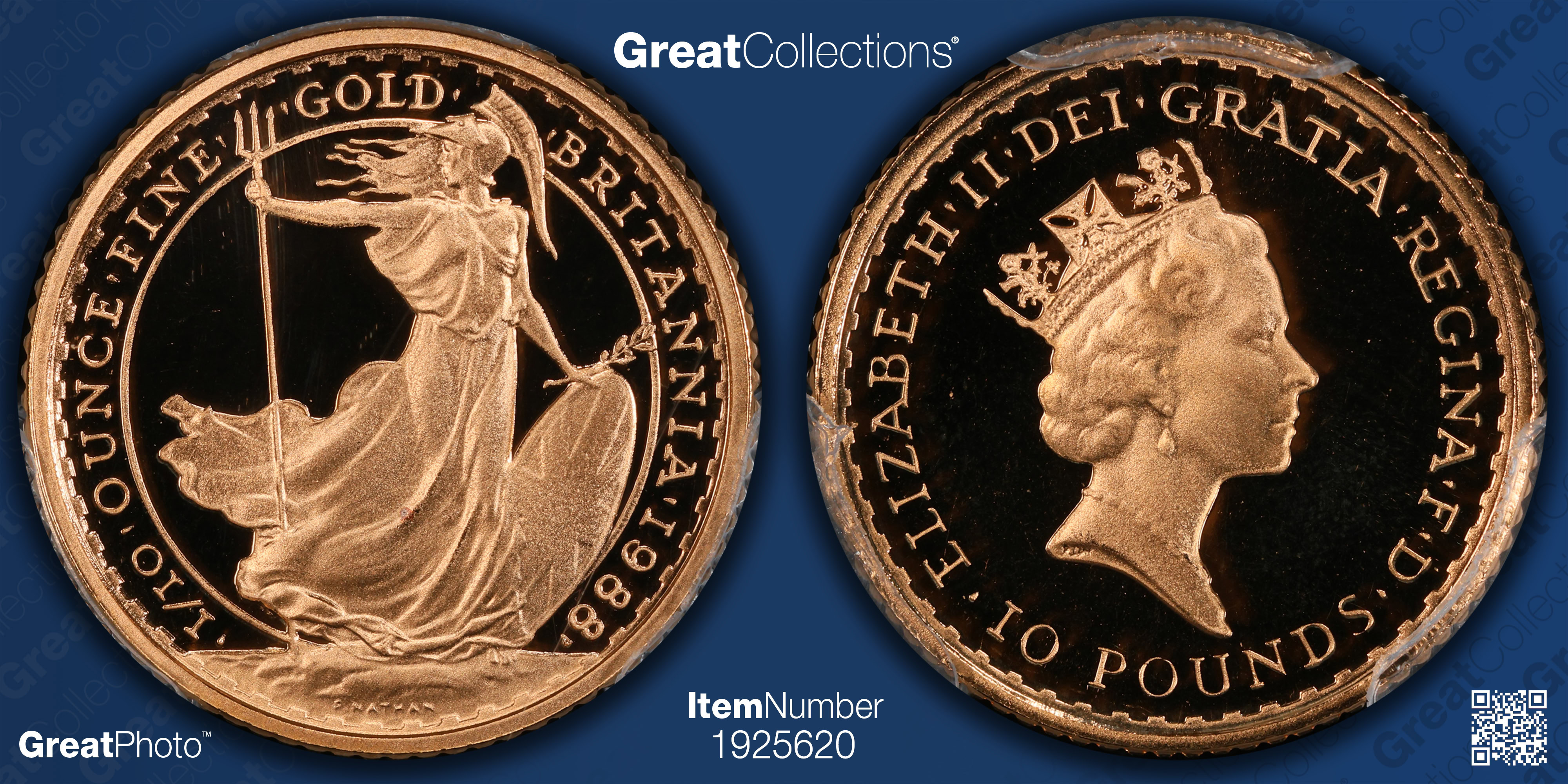 Great Britain 1988 Gold £10 Britannia KM-950 PCGS Proof-69 DCAM (AGW ...