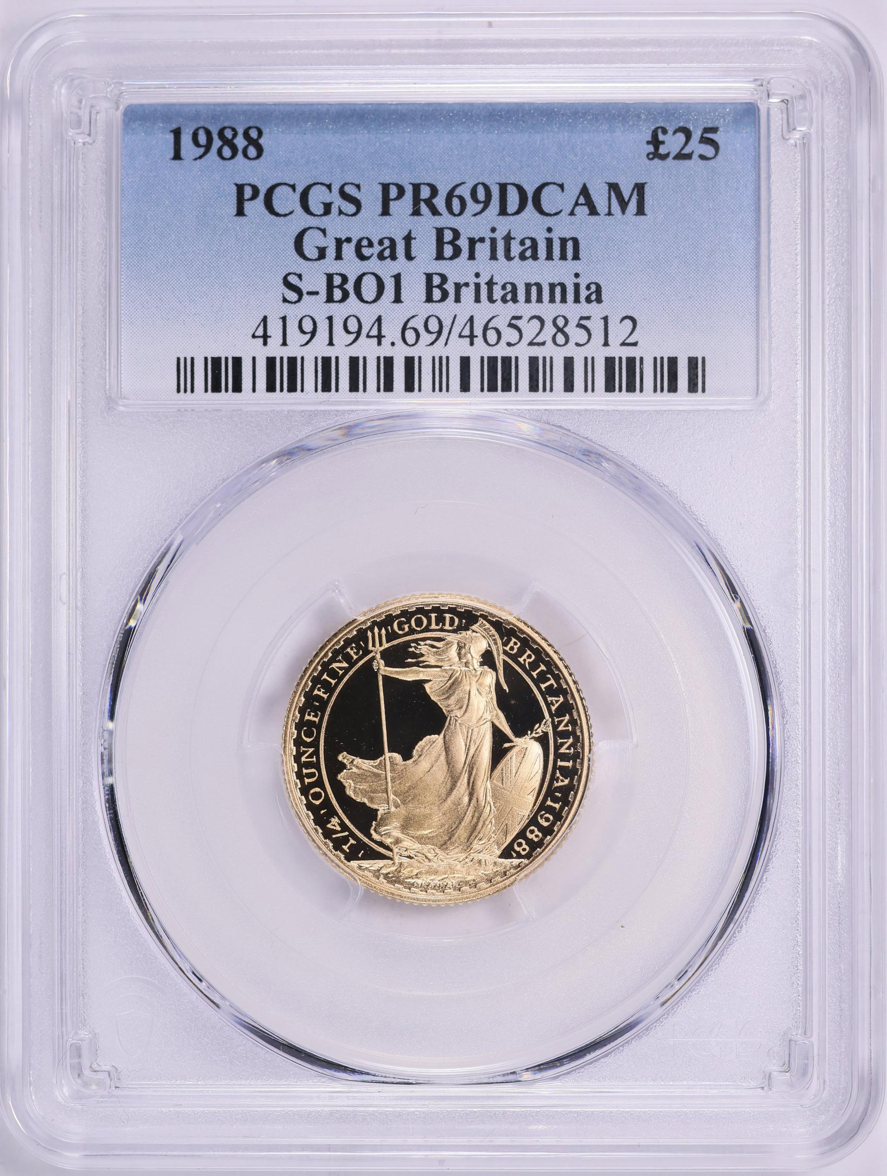 Great Britain 1988 Gold £25 Britannia KM-951 PCGS Proof-69 DCAM (AGW ...